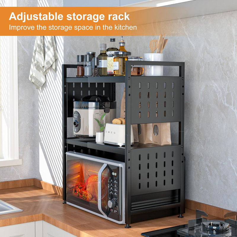 Rebrilliant Microwave Oven Rack,Expandable Microwave Stand,2 Tier Metal ...