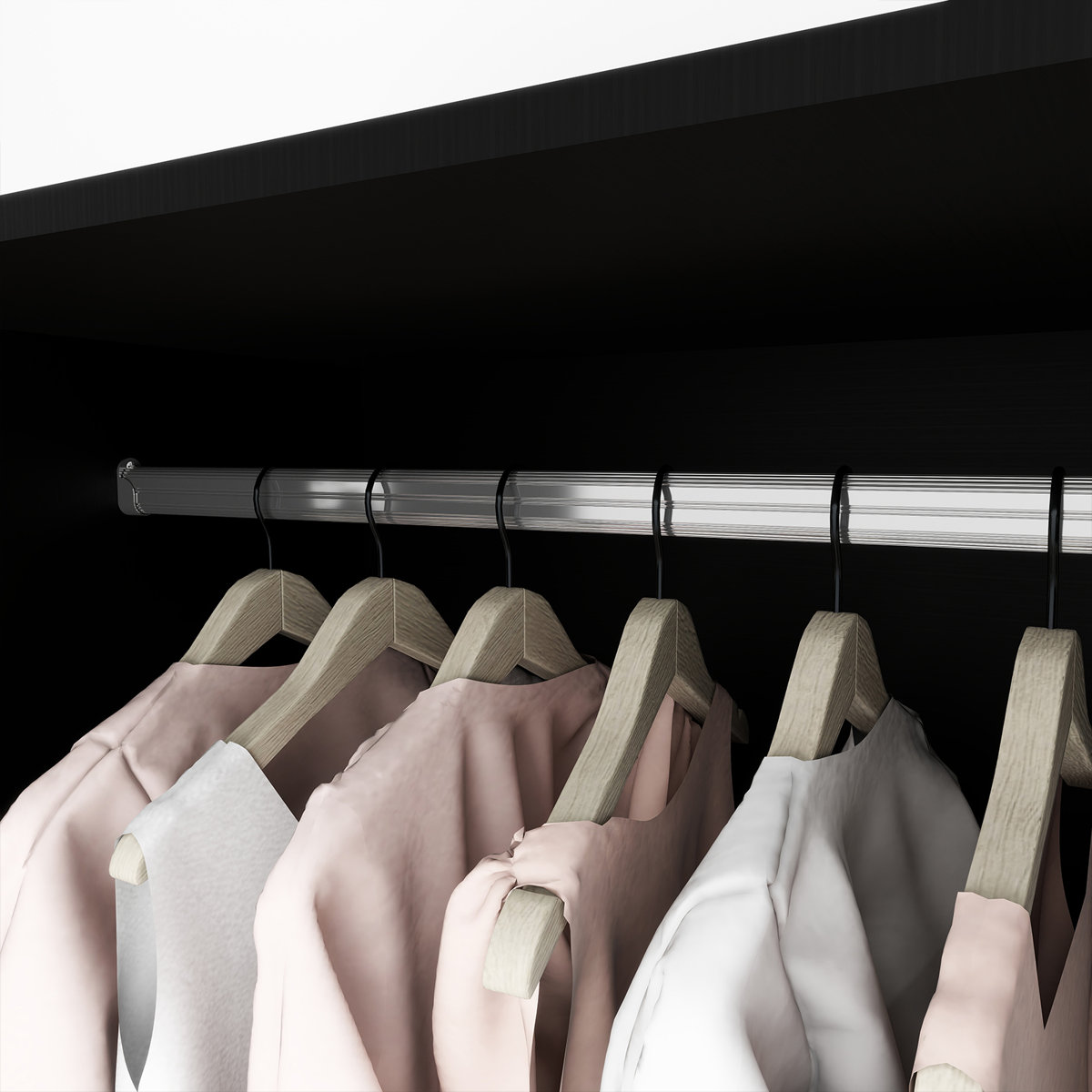 Lark Manor™ Freestanding Wardrobe Armoire with Mirror, Modern Black ...