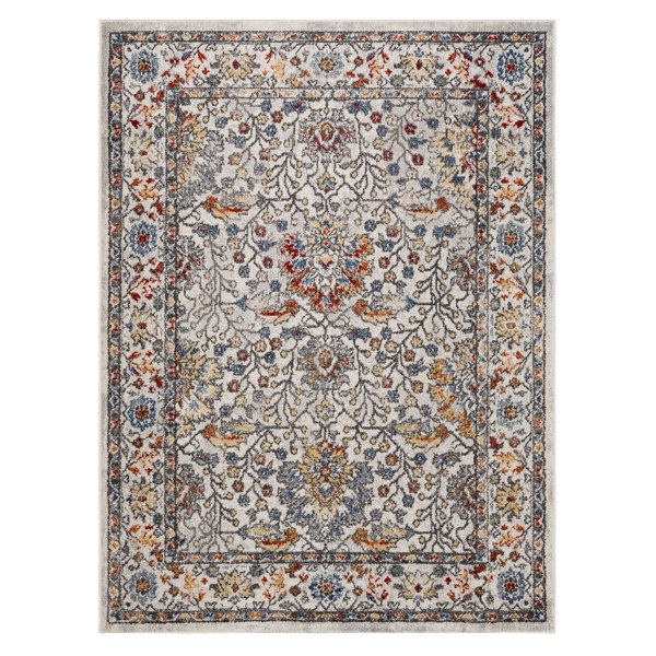 Bungalow Rose Barwick Grey Floral Ornamental Area Rug & Reviews | Wayfair