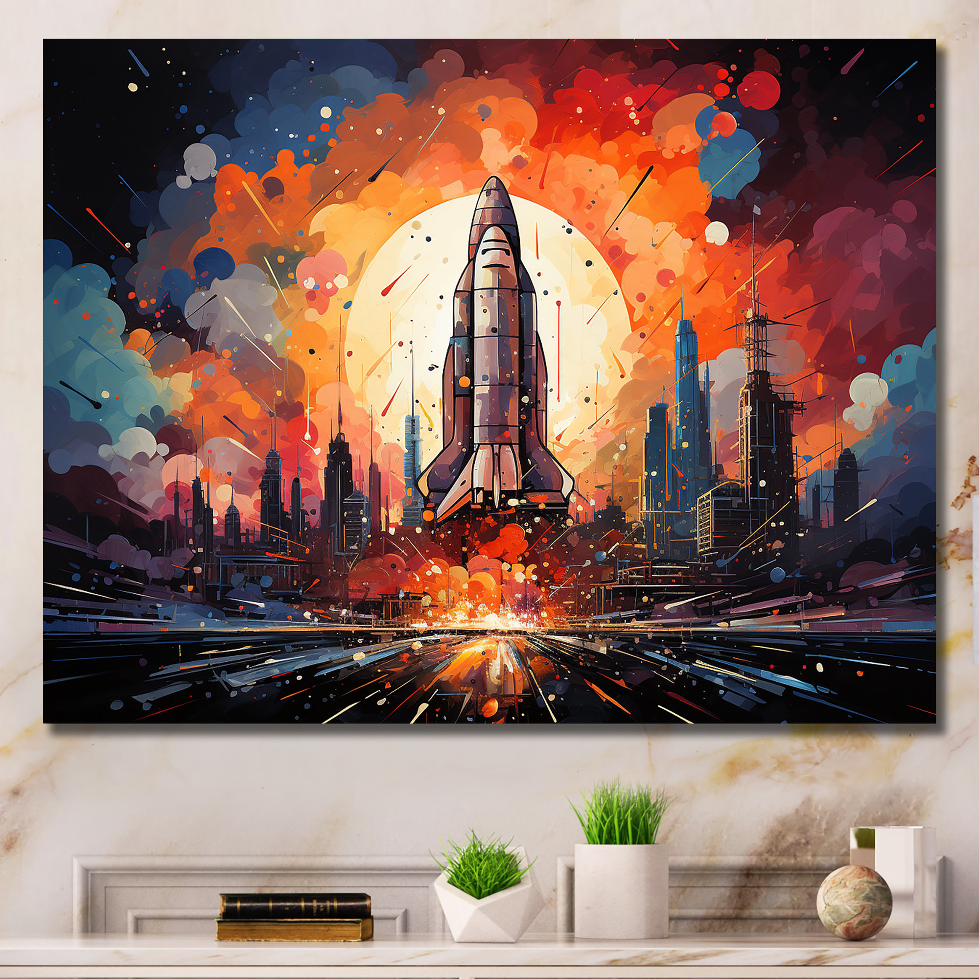 17 Stories Expressionist Space Shuttle Burst I - Rocketship Wall Art ...