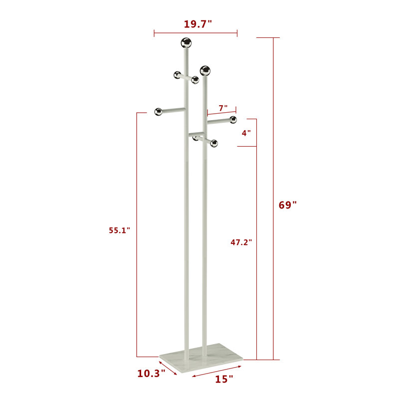 Latitude Run® Beladora Steel Freestanding 8 - Hook Coat Rack with ...