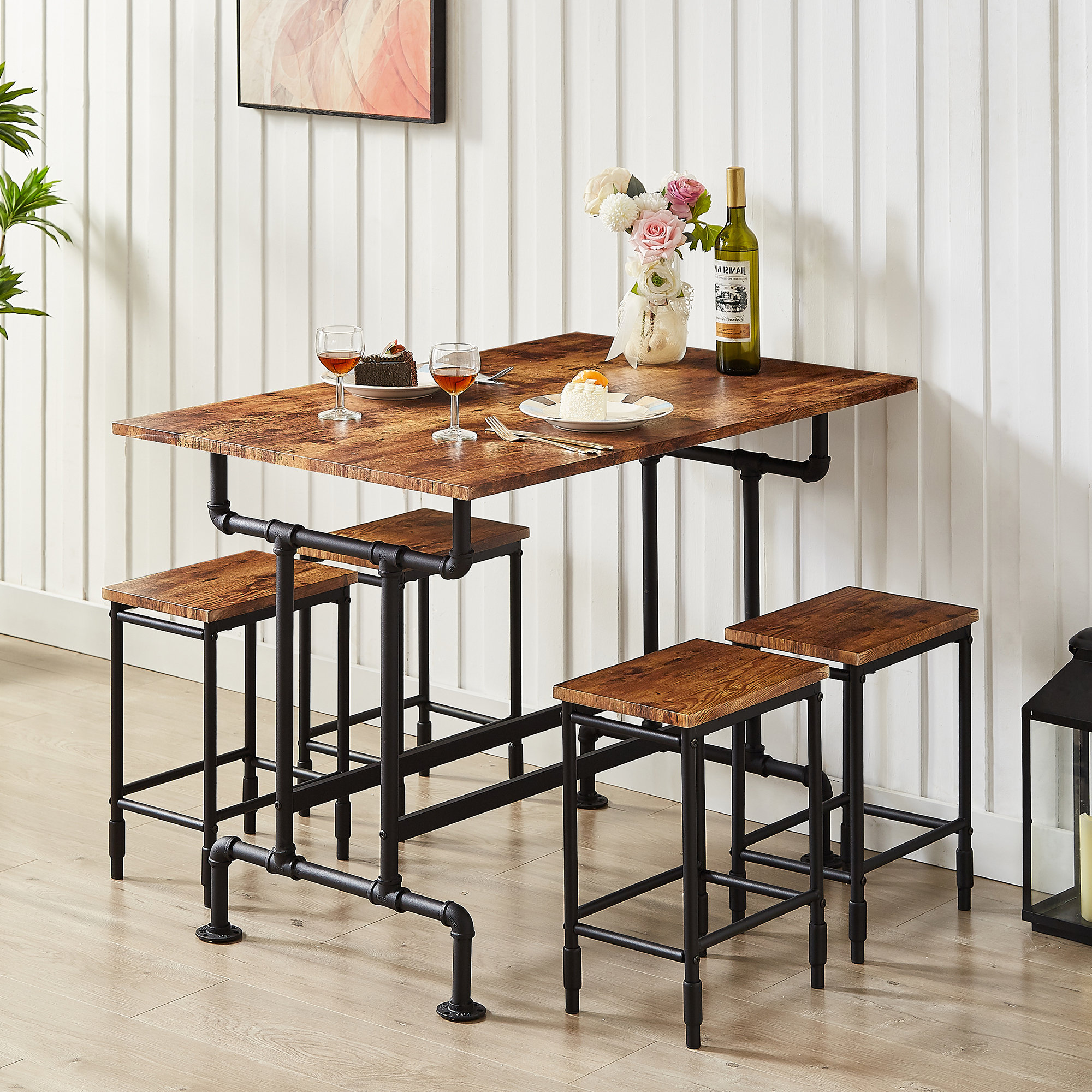 Trent Austin Design Penning 5 Pieces 4-Person Industrial Style Dining ...