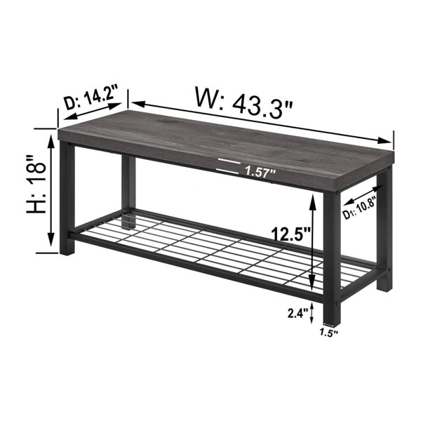 17 Stories Entryway Bench, Industrial Metal Storage Bench For Living ...