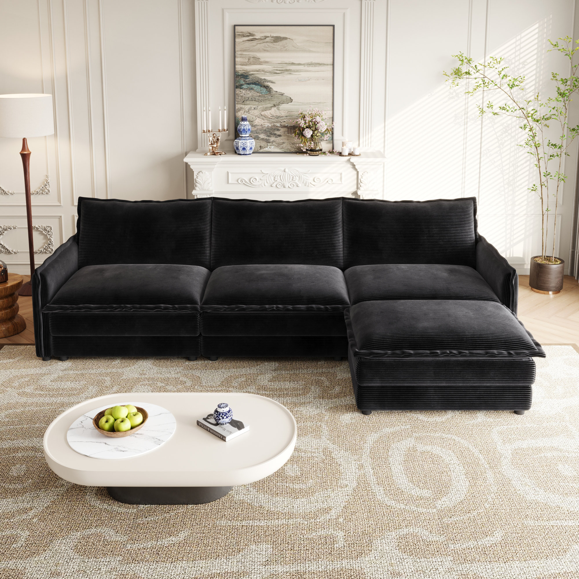 Mercer41 Ultimate Comfort Movable Corduroy Sofa Modern Living Room Sofa ...