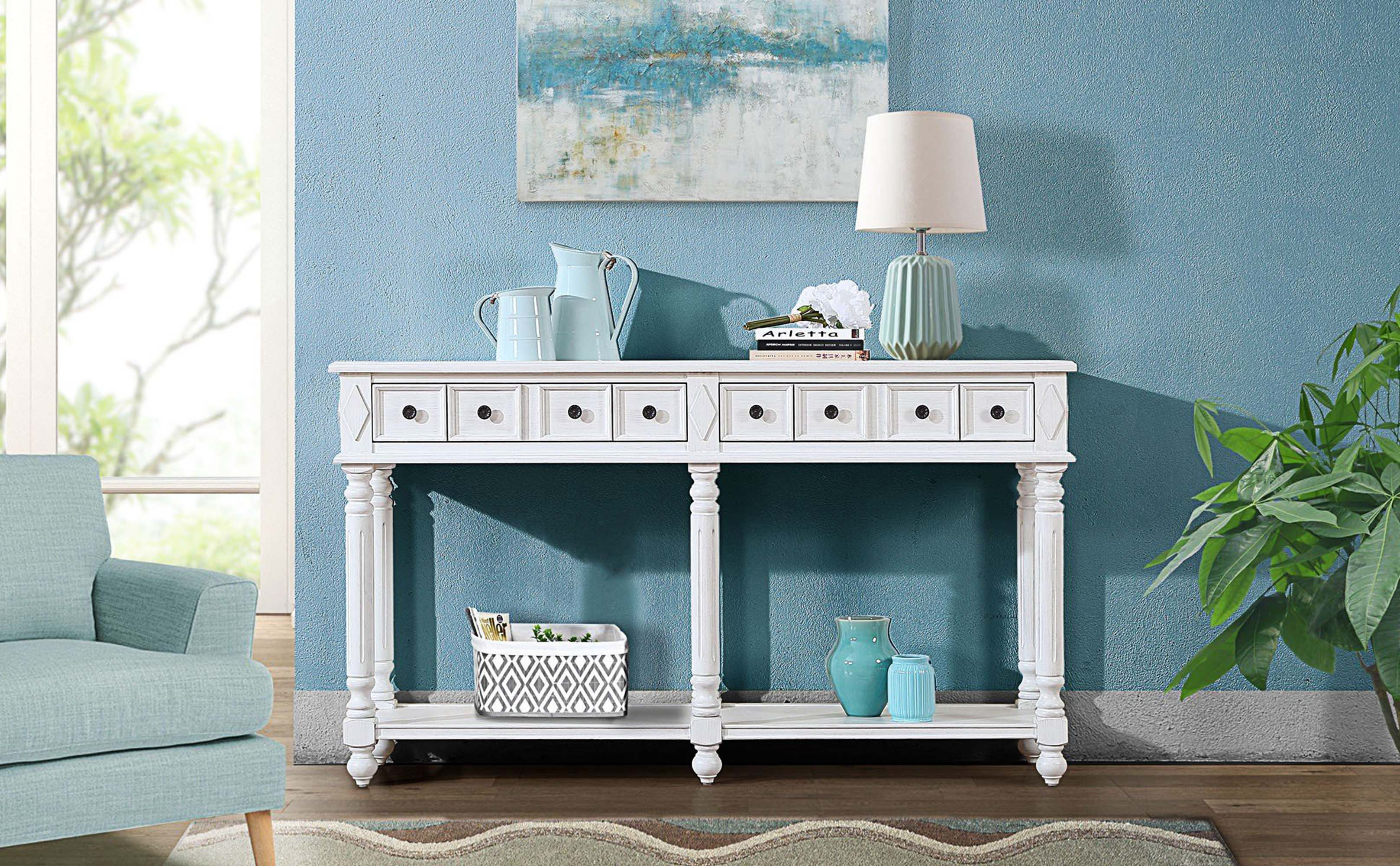 Charlton Home® Crysten 58" Retro Console Table Entryway Table ...