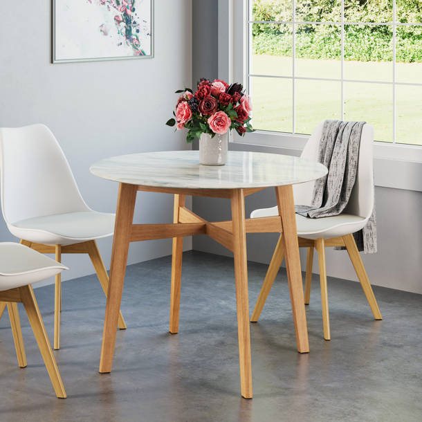 Wade Logan® Atahan Round Solid Wood Base Dining Table & Reviews | Wayfair