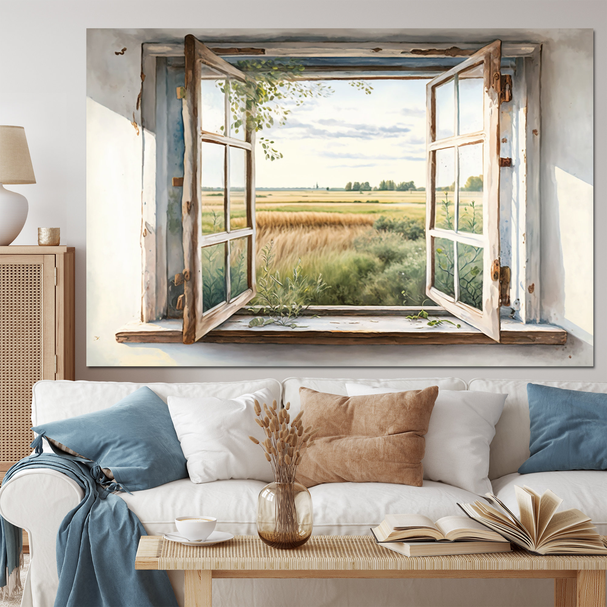 Gracie Oaks Window To Landscape Views IV - Farm Landscape Canvas Wall ...