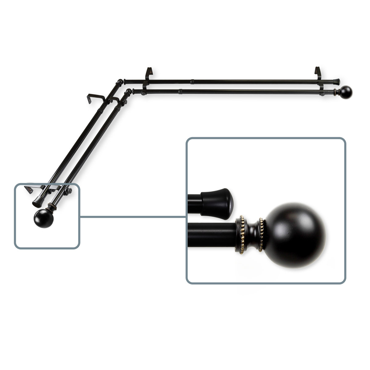 Alcott Hill Hatfield Corner Window Curtain Double Rod & Reviews ...