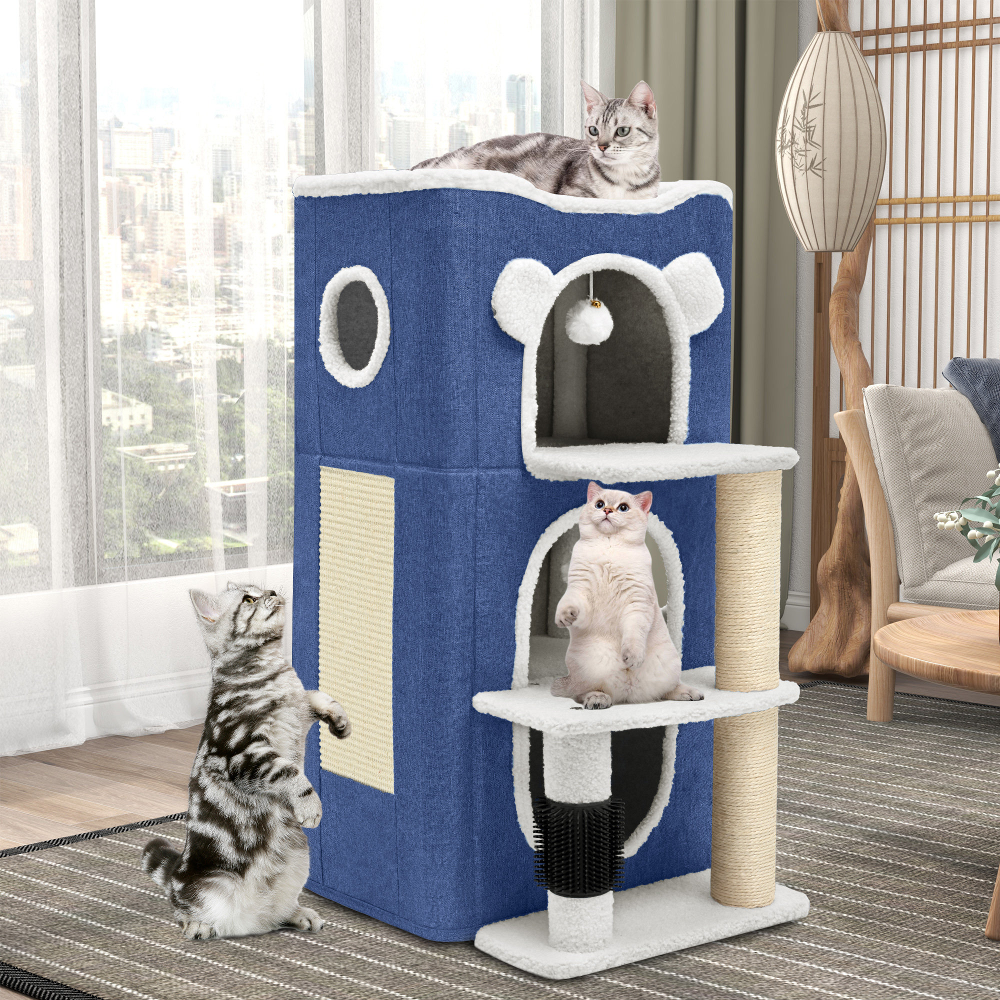 Tucker Murphy Pet™ Triple-Level Indoor Cat House, Spacious Cat Cave ...