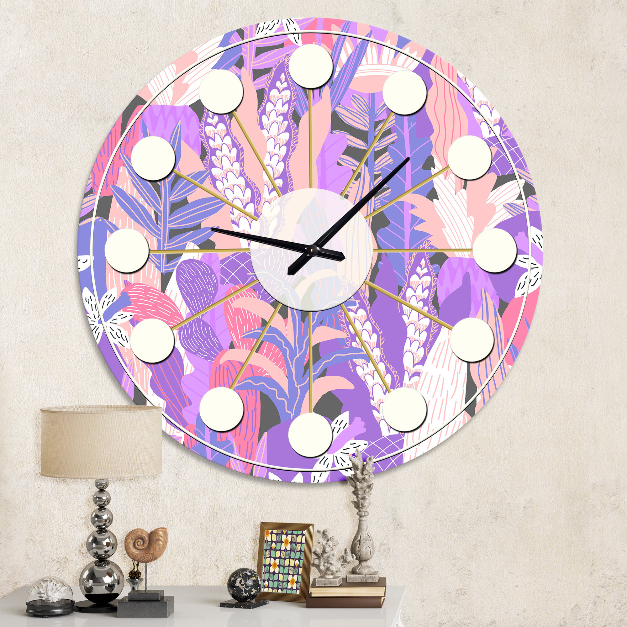 East Urban Home Fantasy Flowers In Purple - Mid-Century Modern wall ...