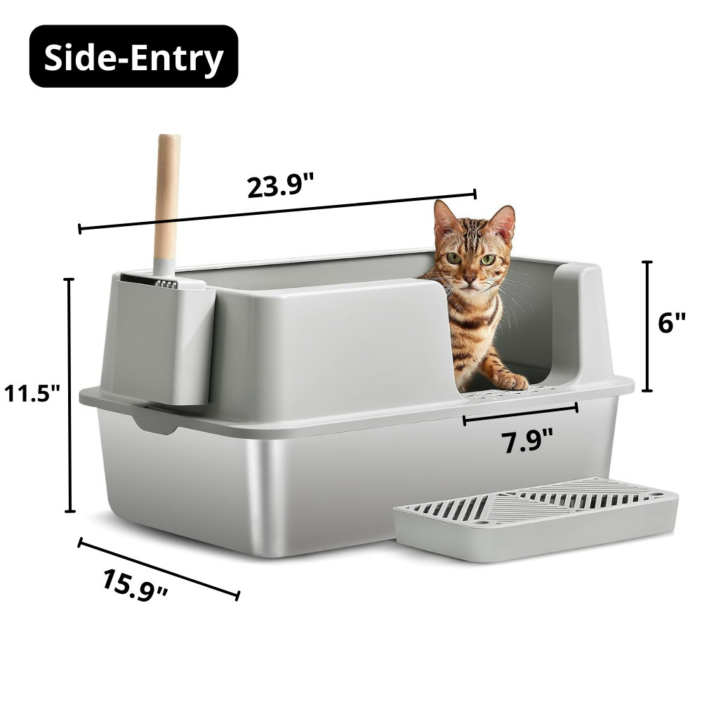 Tucker Murphy Pet™ Extra Large Stainless Steel Litter Box with High ...