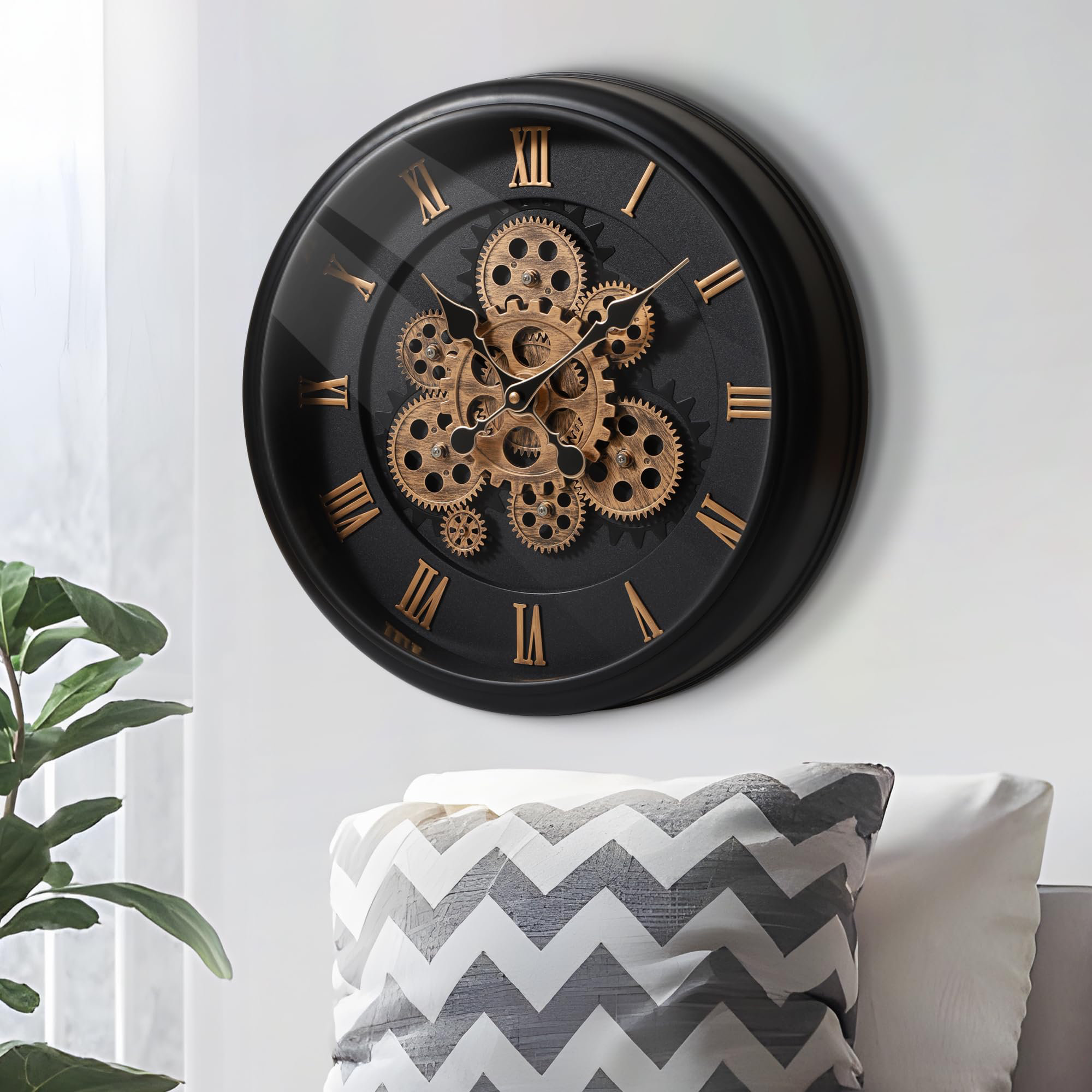 Trent Austin Design® Large Moving Gear Wall Clock,Vintage Mechanical ...