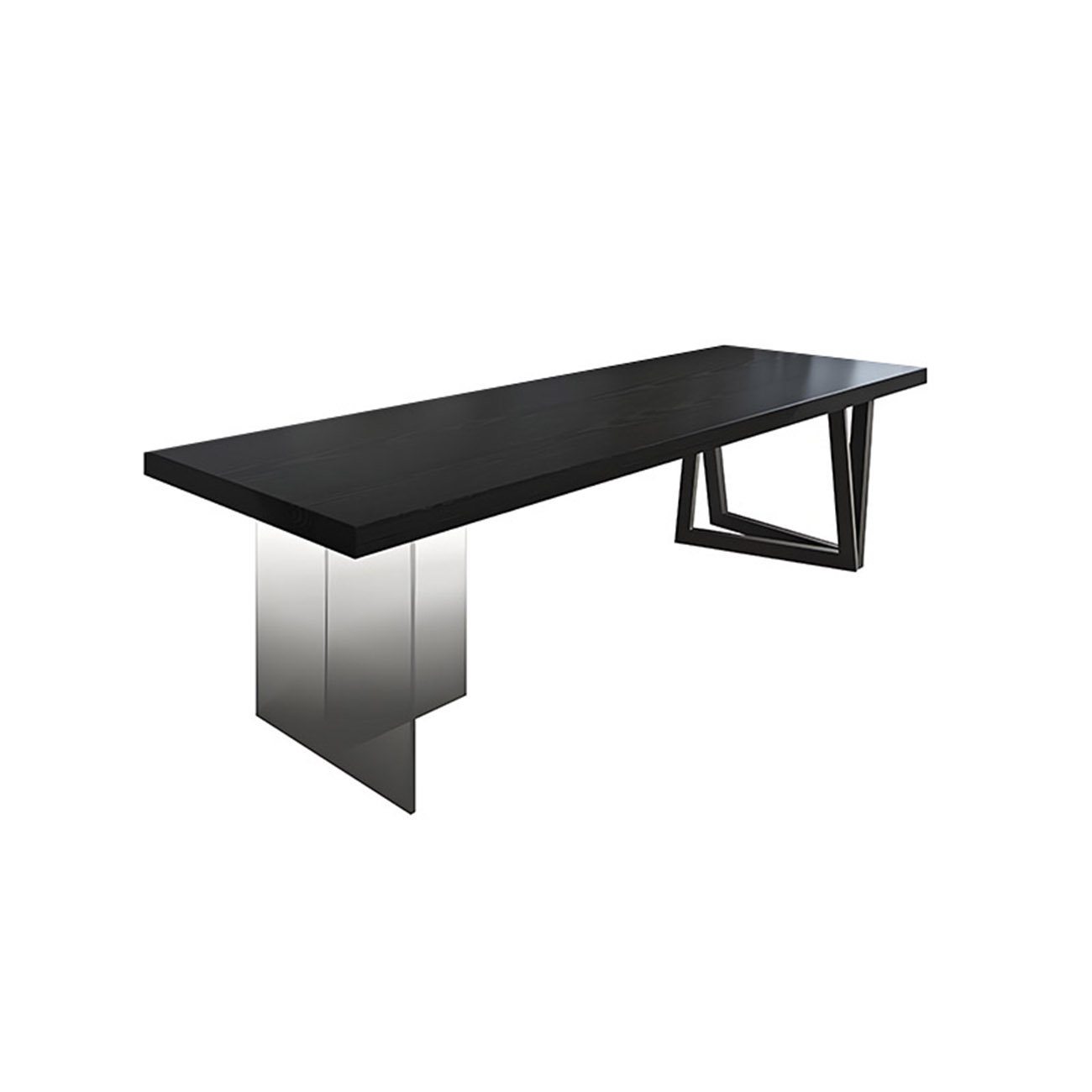 Orren Ellis 110.24"Black Solid Wood And Acrylic Office Tea Desk ...