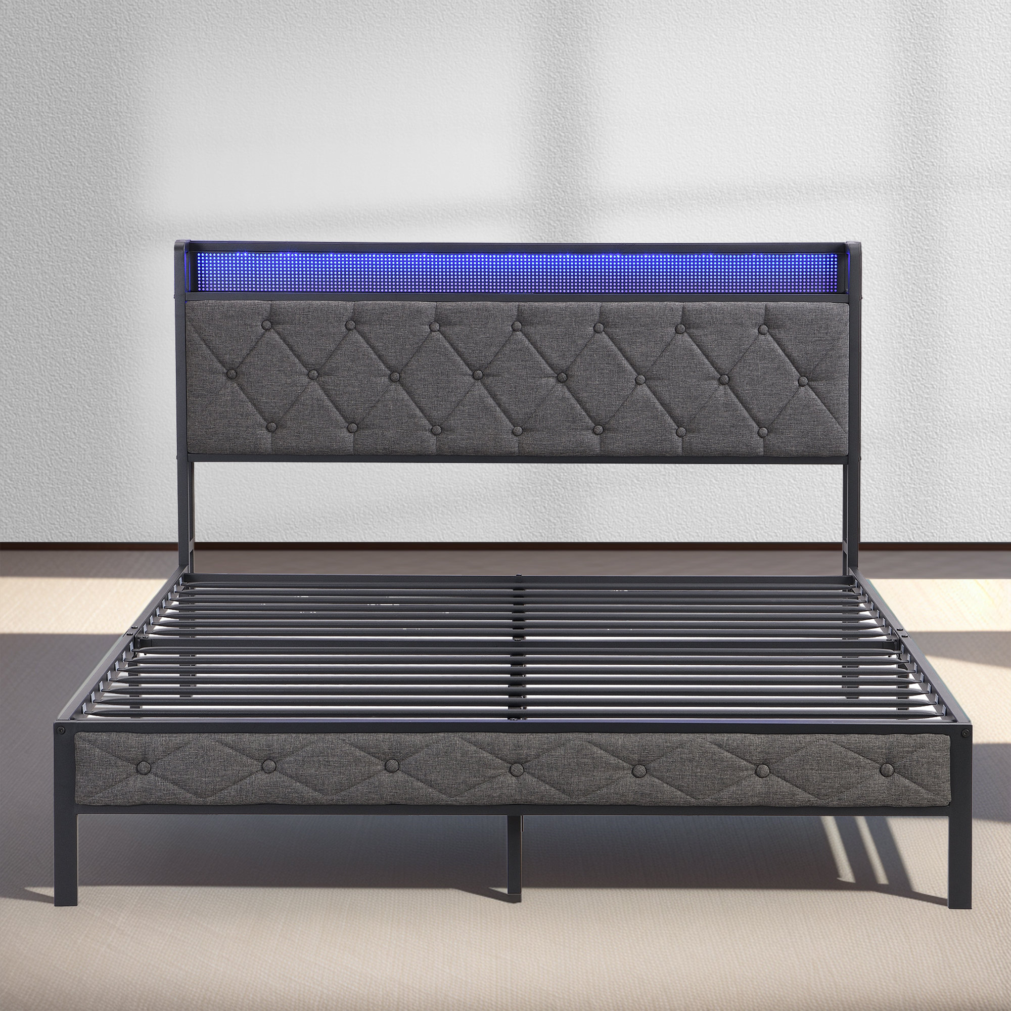 Wrought Studio Ilenas 42" Bed Frame with RGB lighting and charging ...