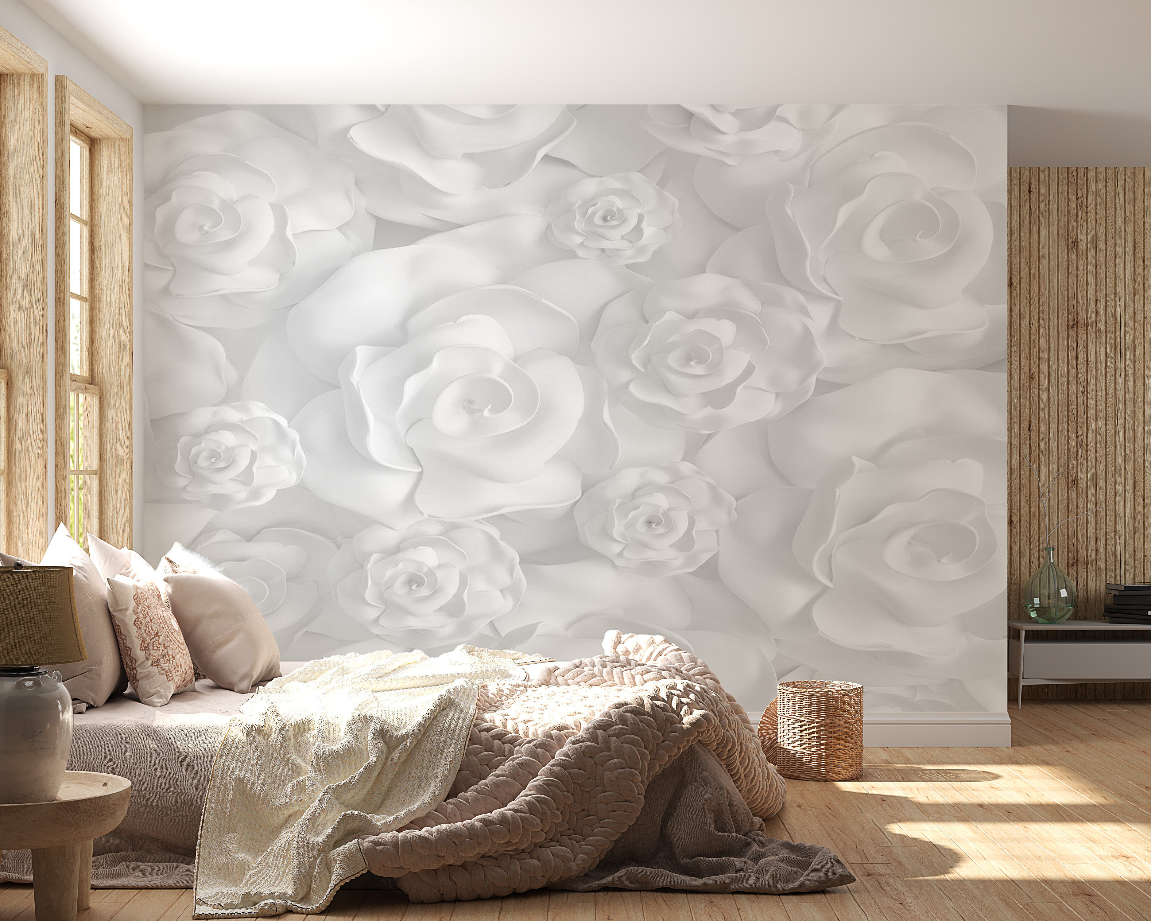 Rosdorf Park Peel & Stick Floral Wall Mural - Plaster Flowers ...