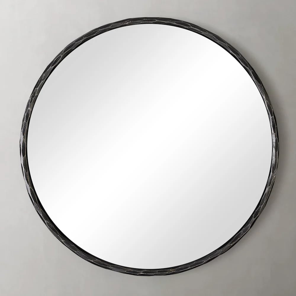 Latitude Run® Vintage Hand Hammer Forged Iron Mirror Circle Wrought ...