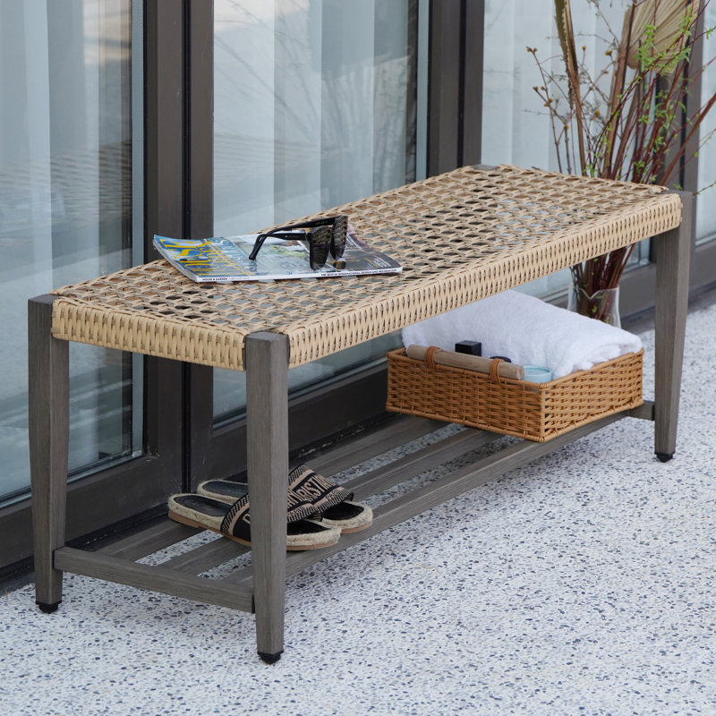 Wildon Home® Nelida Wicker Outdoor Bench & Reviews | Wayfair