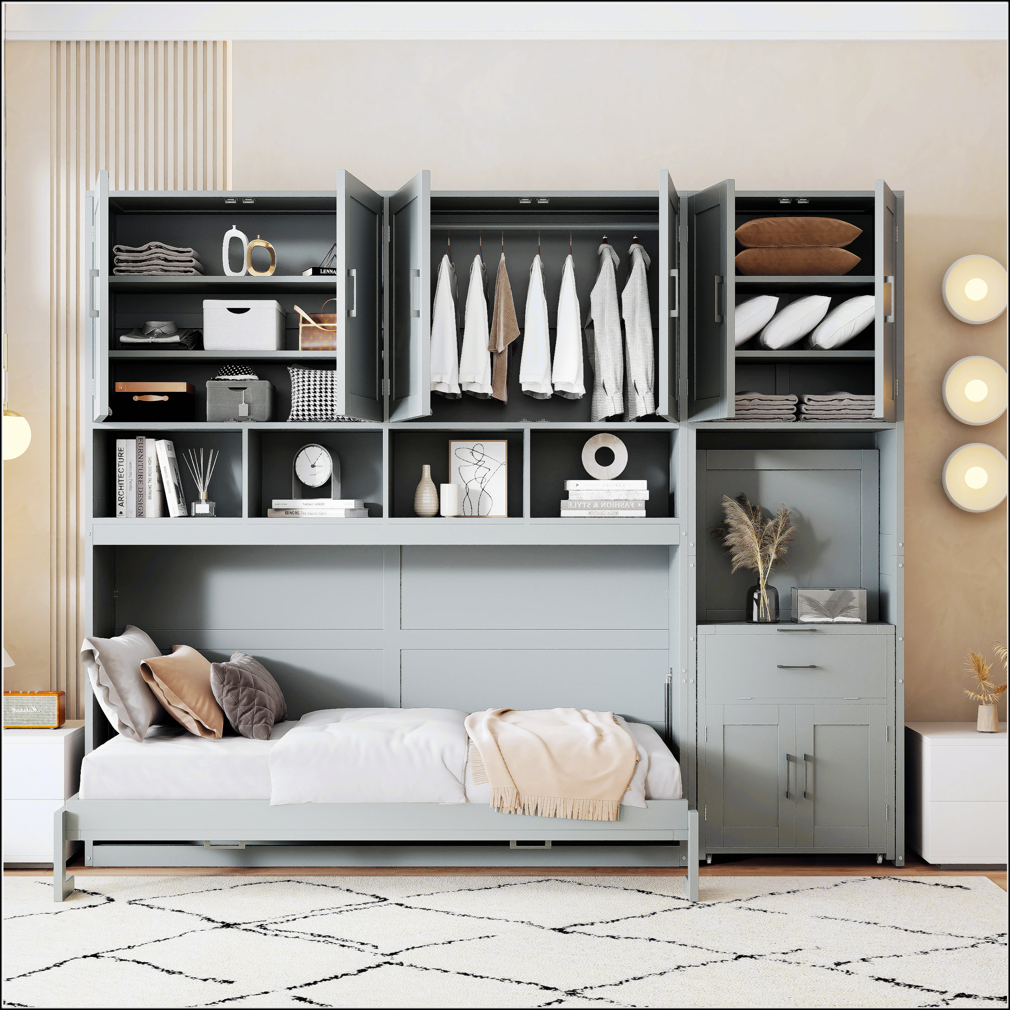 Red Barrel Studio Twin Size Murphy Bed Wall Bed With Closet - Wayfair ...