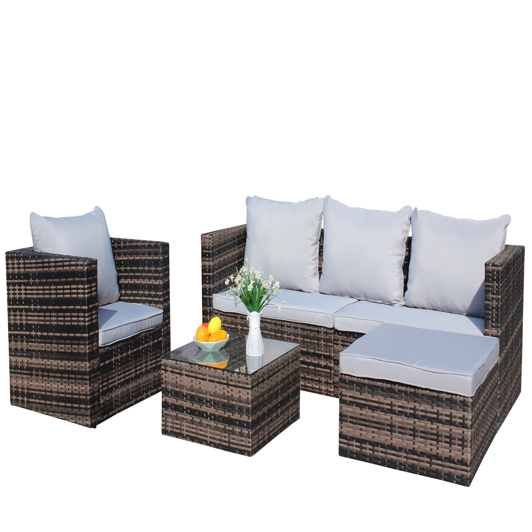 George Oliver Outdoor Patio Furniture 4 : Pe & Coffee Table With ...
