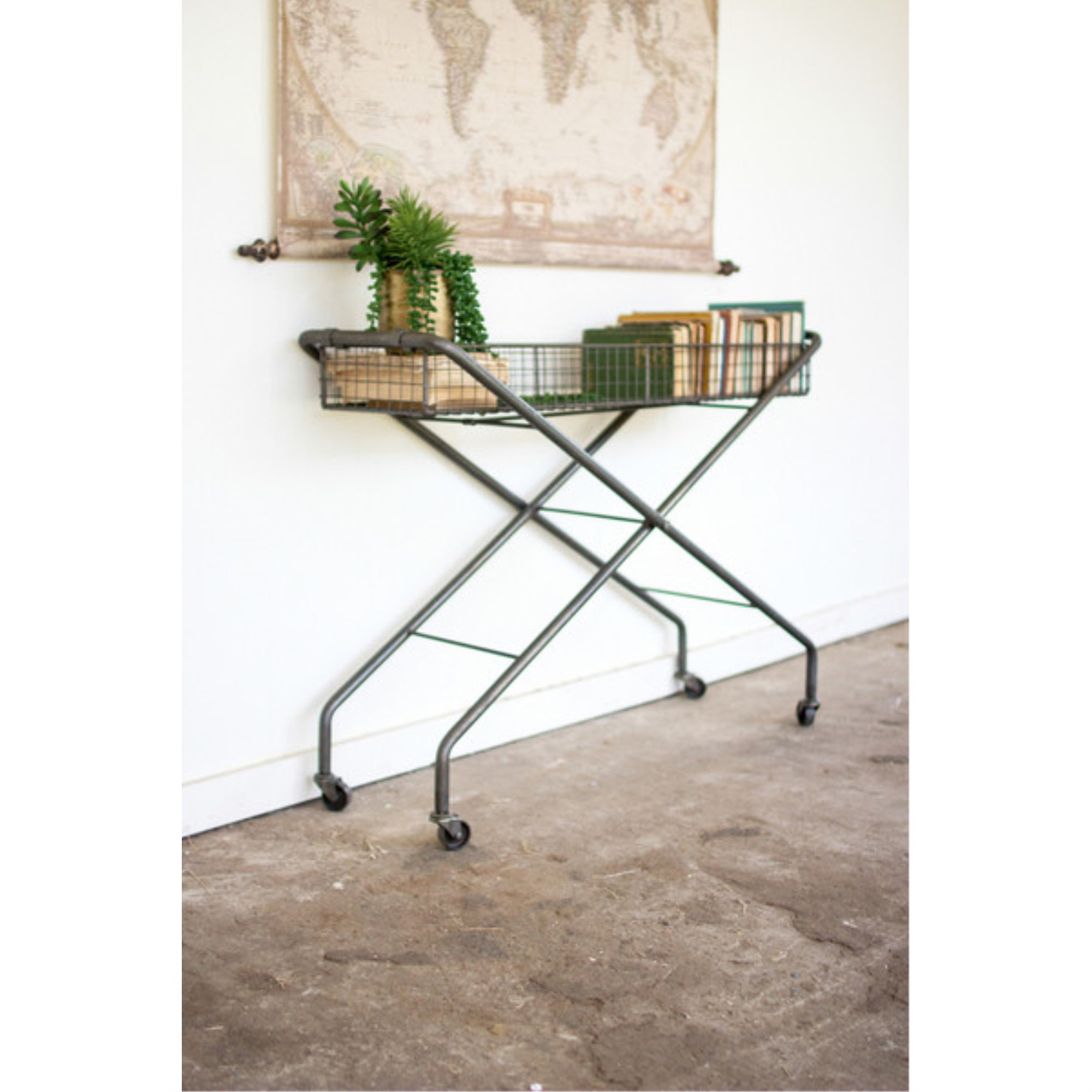 17 Stories Rabon Rolling Metal Basket Console Table & Reviews - Wayfair ...