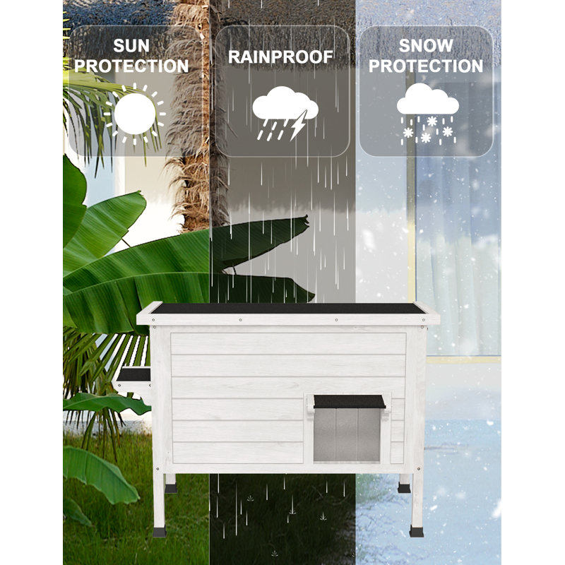 Tucker Murphy Pet™ Outdoor Heated Cat House Wood Cat Cages With Heating ...