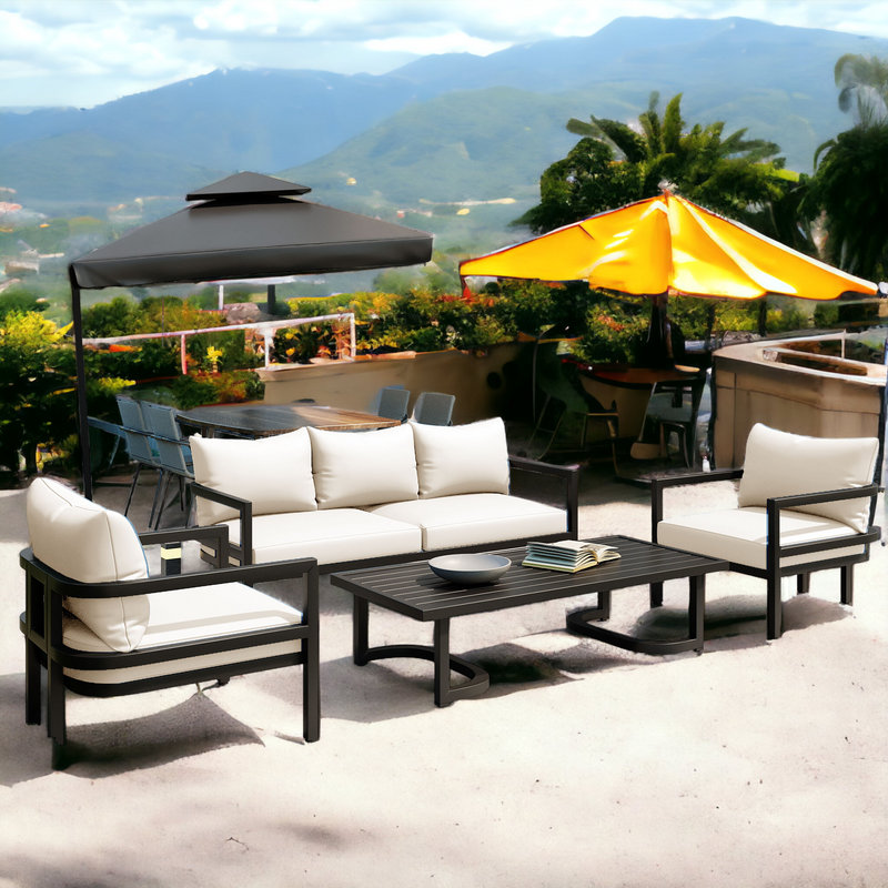 Latitude Run® Lynum 4 Piece Sofa Seating Group with Cushions & Reviews ...