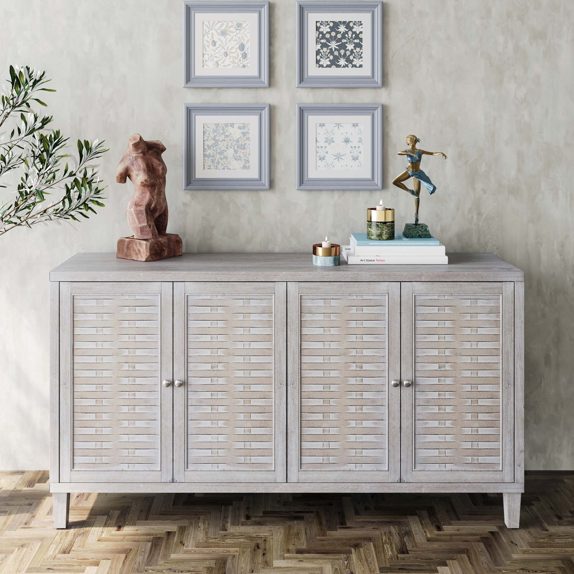 Ebern Designs 4 Door Wooden Sideboard Buffet Cabinet Storage Cabinet | Wayfair