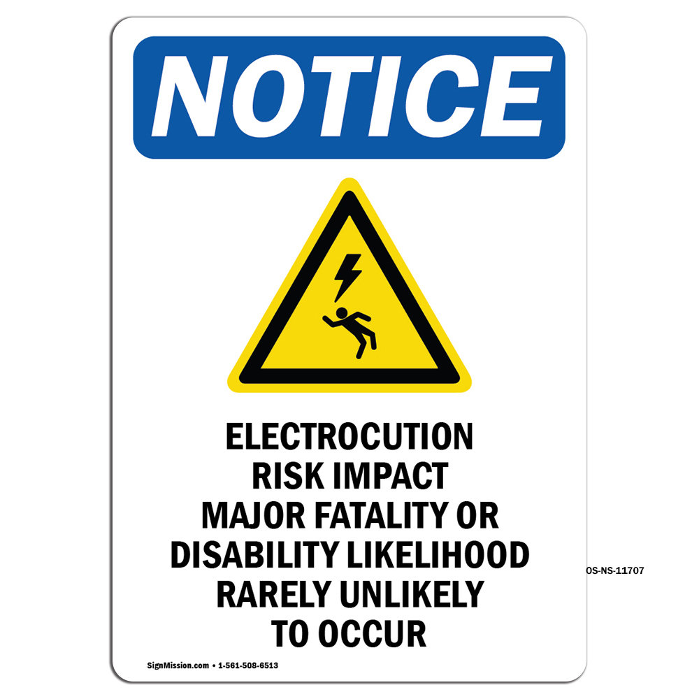 SignMission Electrocution Risk Sign With Symbol Decal 7" X 5" | Wayfair