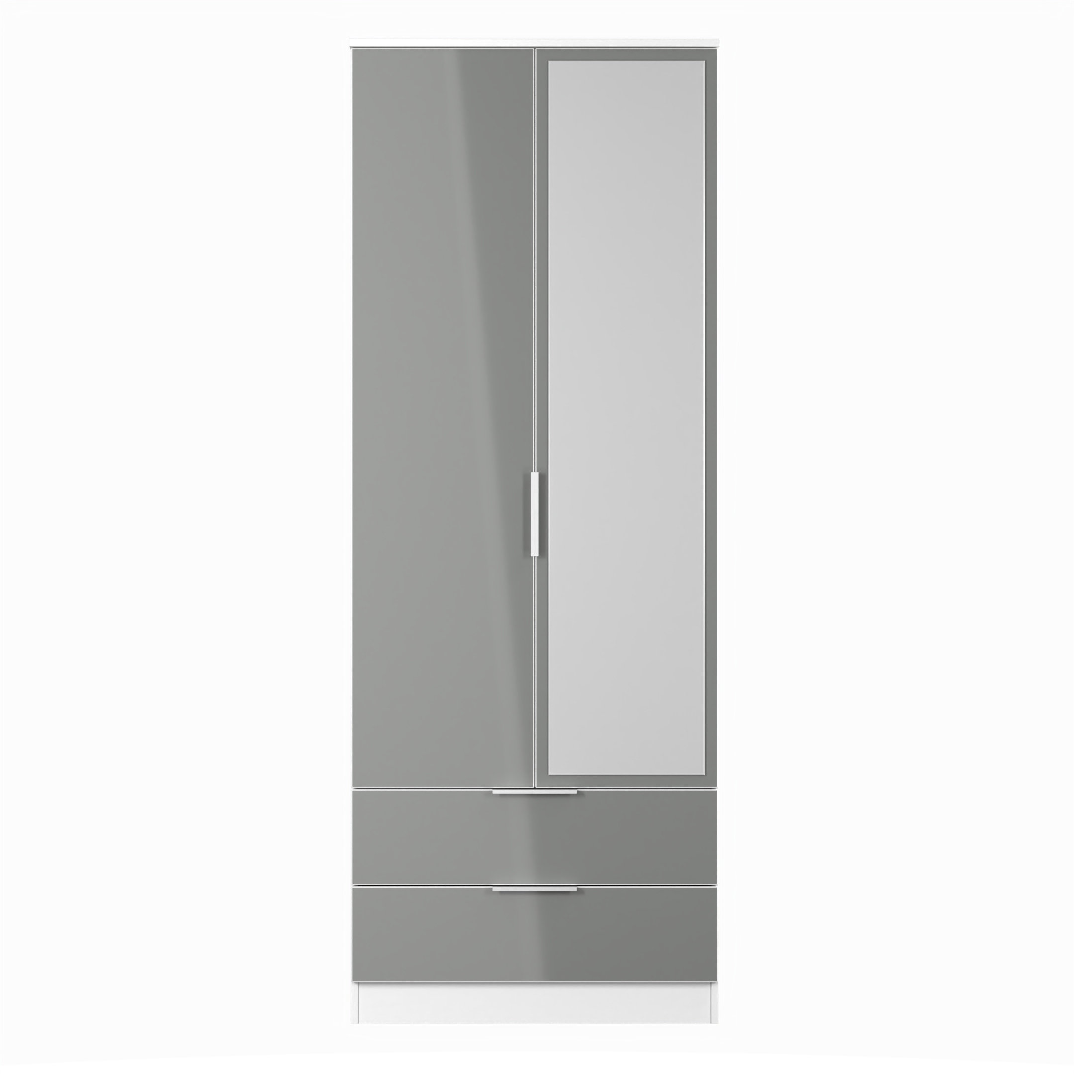 Latitude Run Biernat 2 Door 2 Drawer Mirrored Robe in White Matt ...