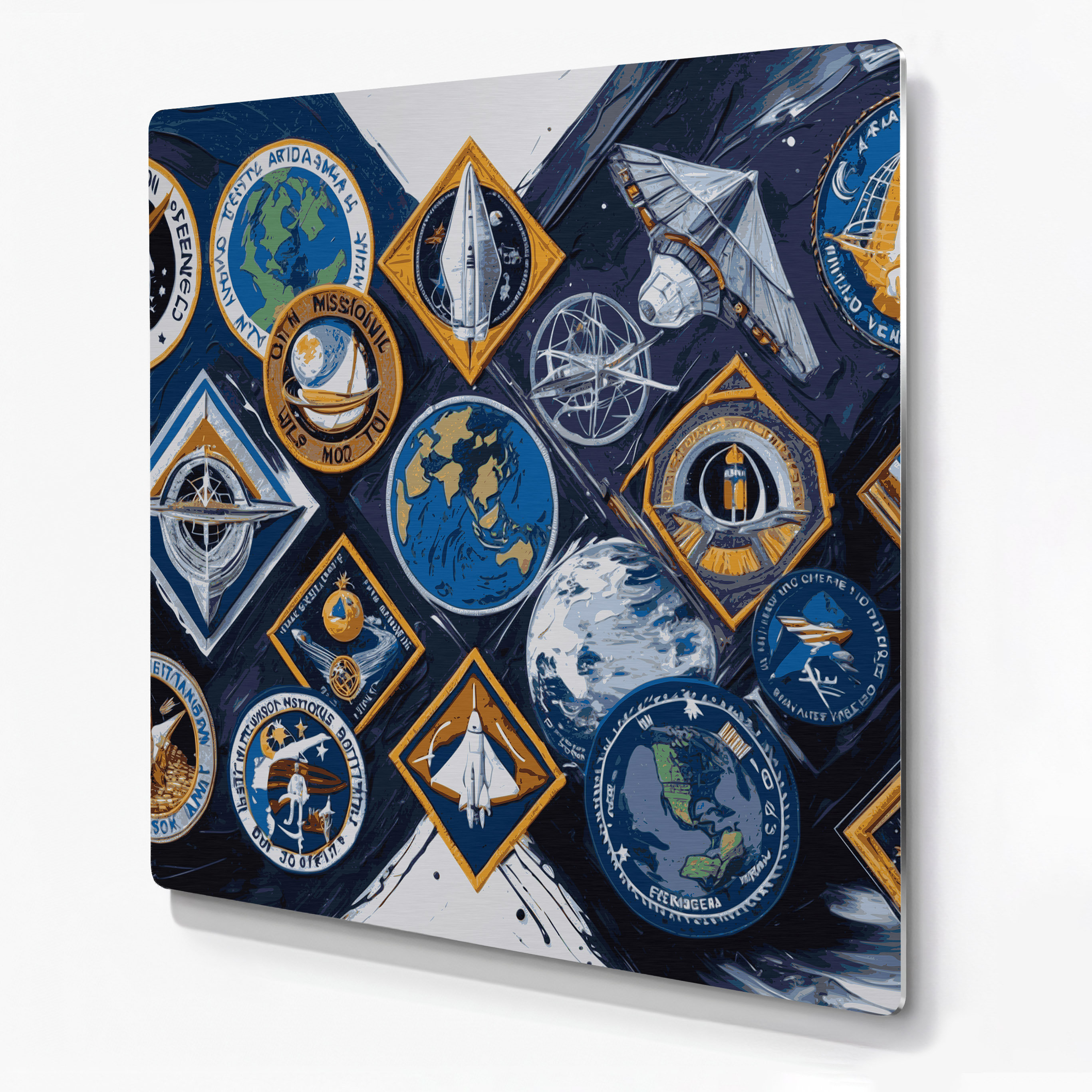 Orren Ellis Space Moon landing mission patches Gray Metal Wall Art ...