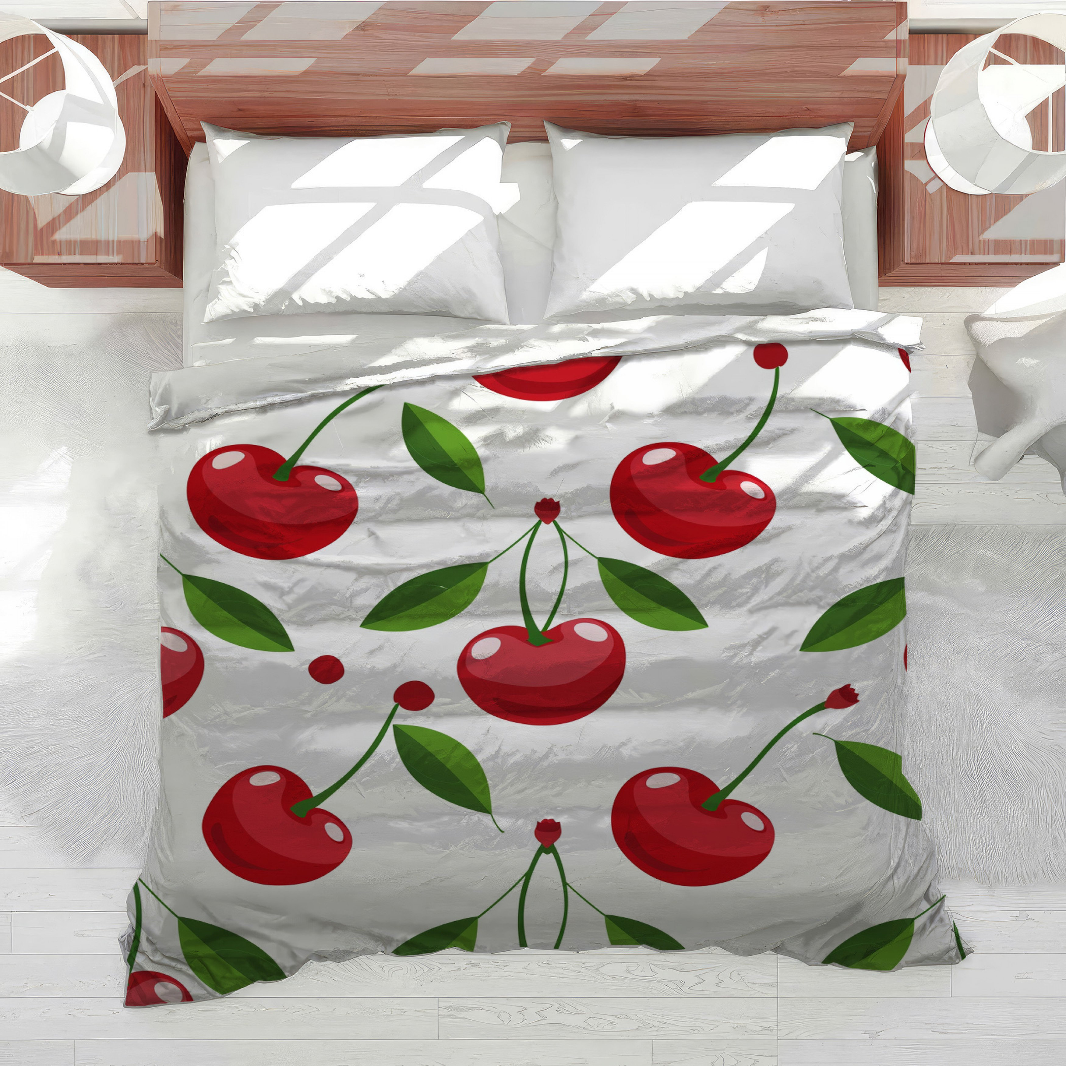 VisionDecor Cherry Pattern Bedding Fruit Comforter Eclectic | Wayfair