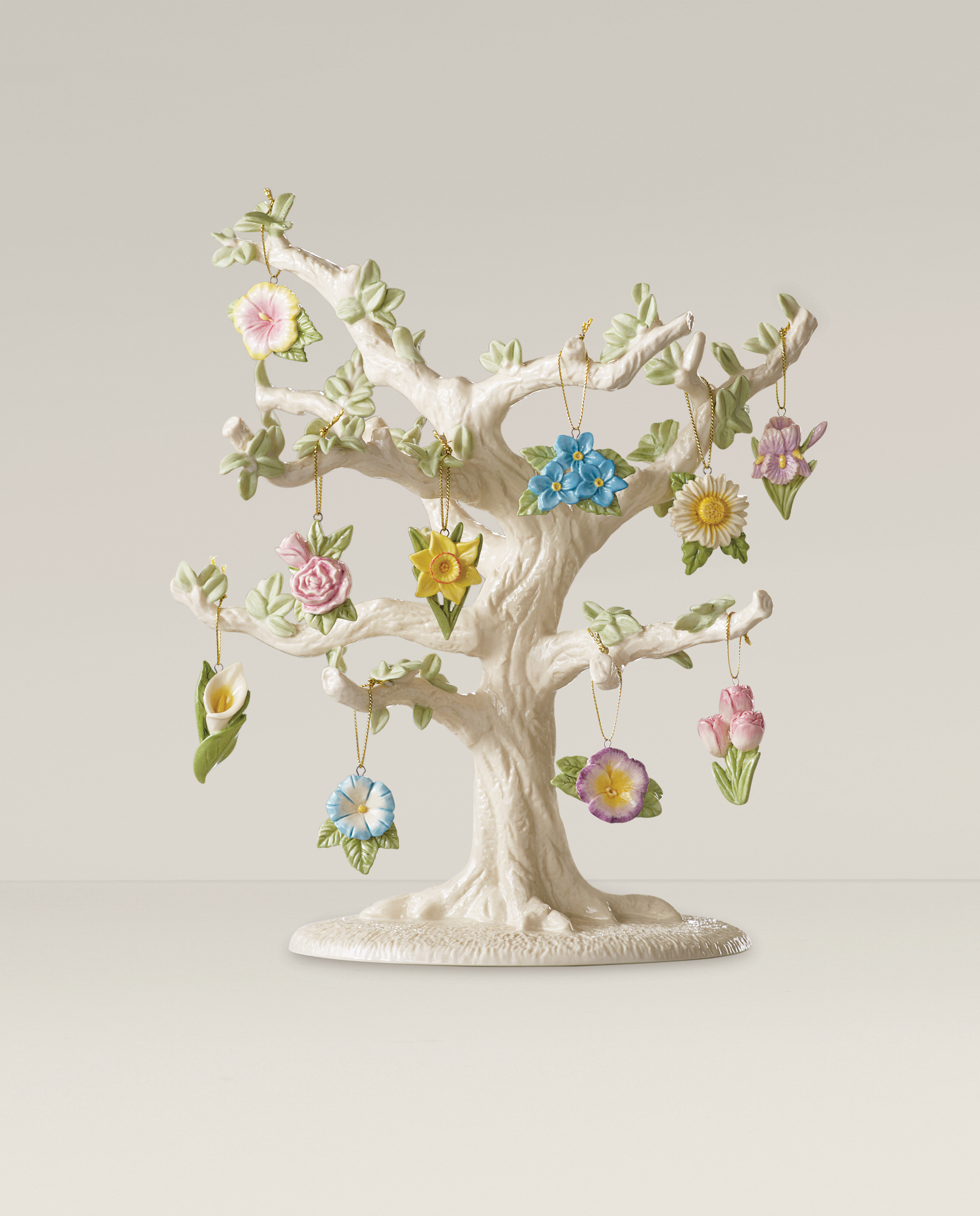 Lenox ORNAMENT TREES Celebrate Flowers 10-Piece Ornament & Tree Set ...