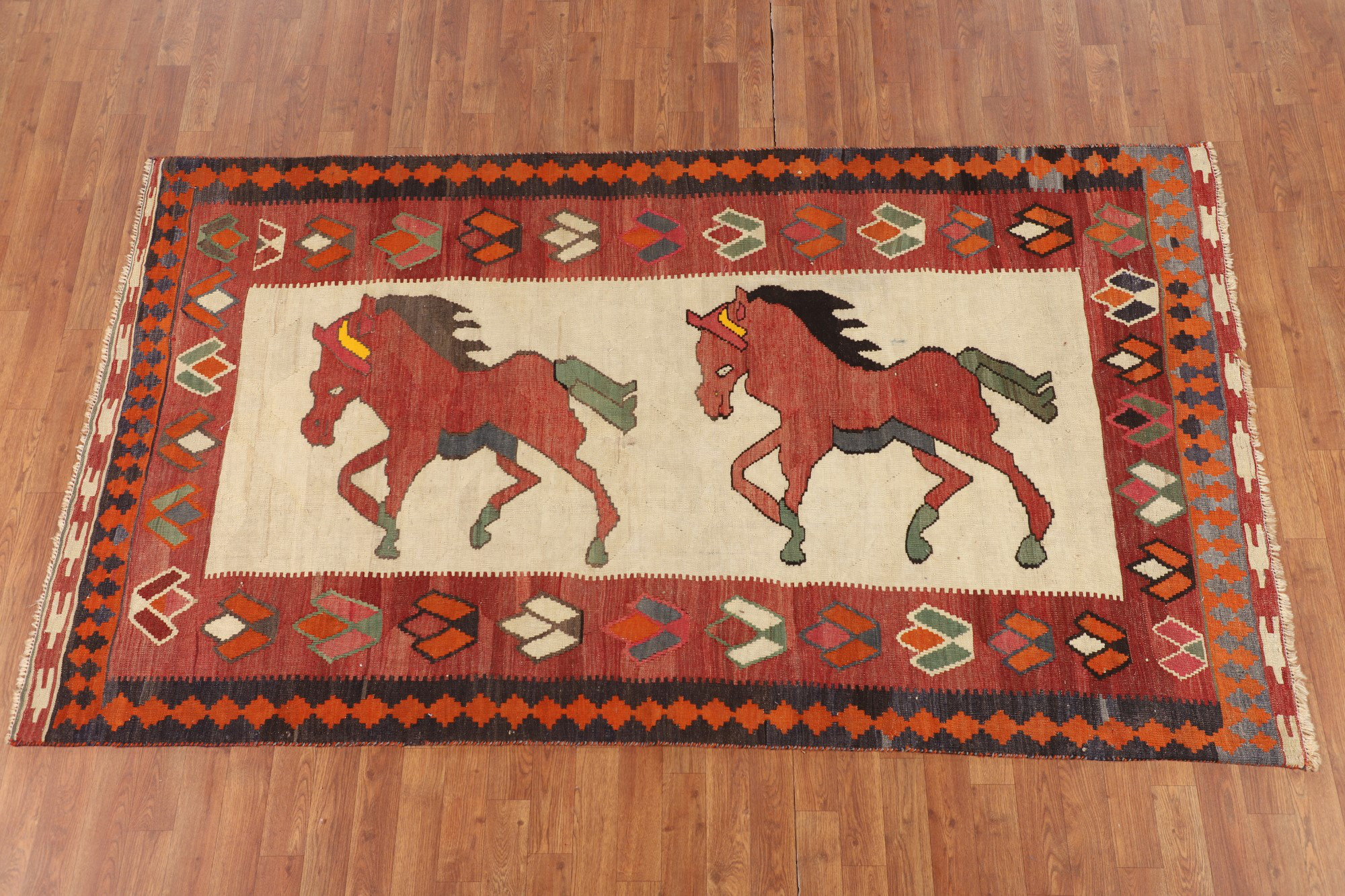 Isabelline Antique Animals Pictorial Kilim Rug 5x8 | Wayfair