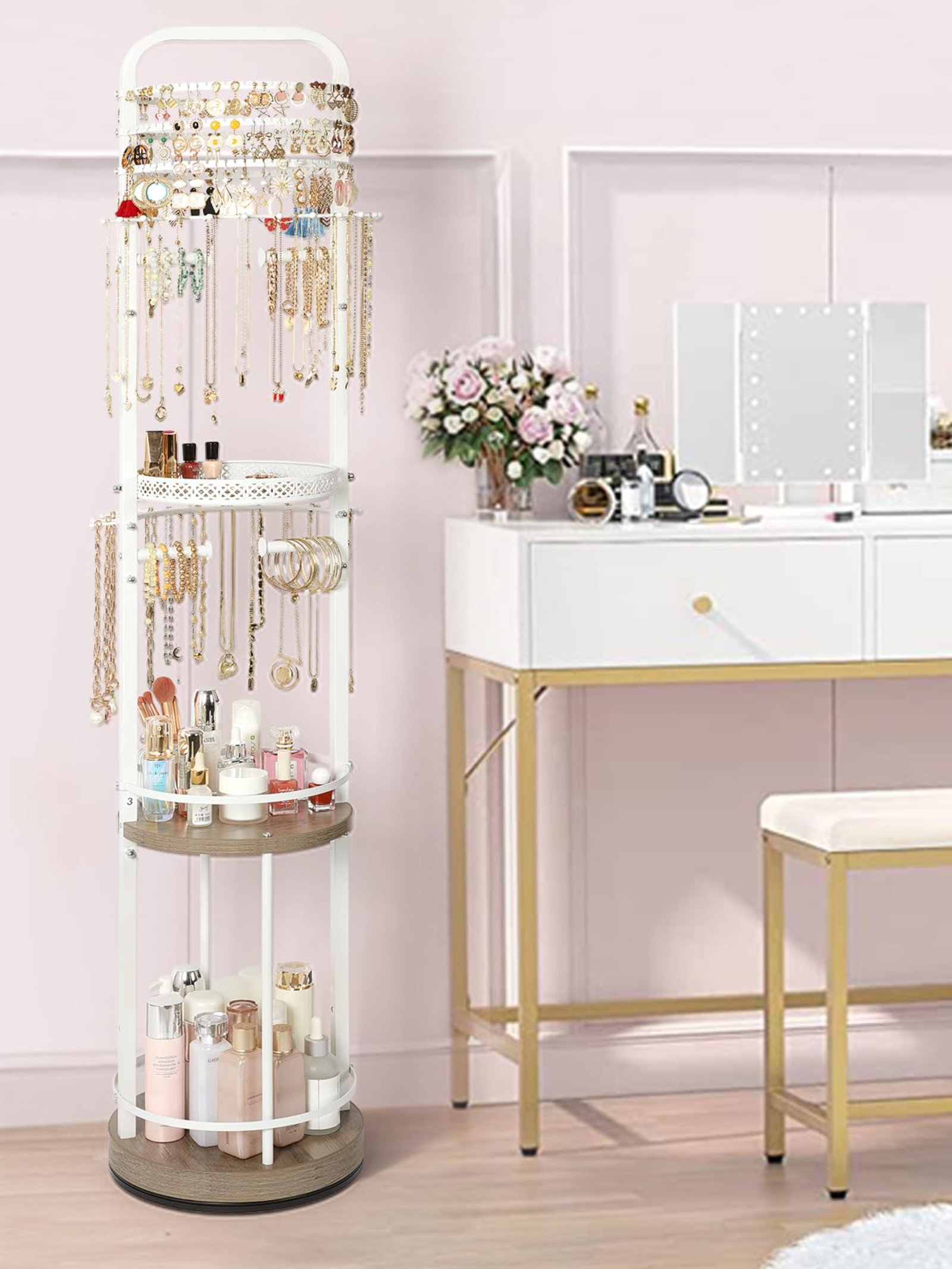 BETOFUL Rotating Jewelry Stand Necklace Display Earring Storage | Wayfair