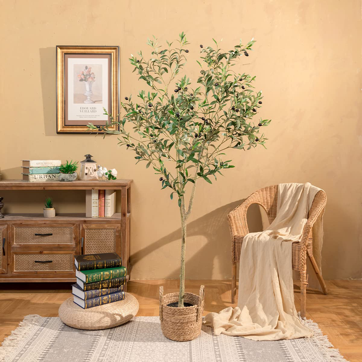 Latitude Run® Artificial Olive Tree For Living Room Decor, 6FT Tall ...