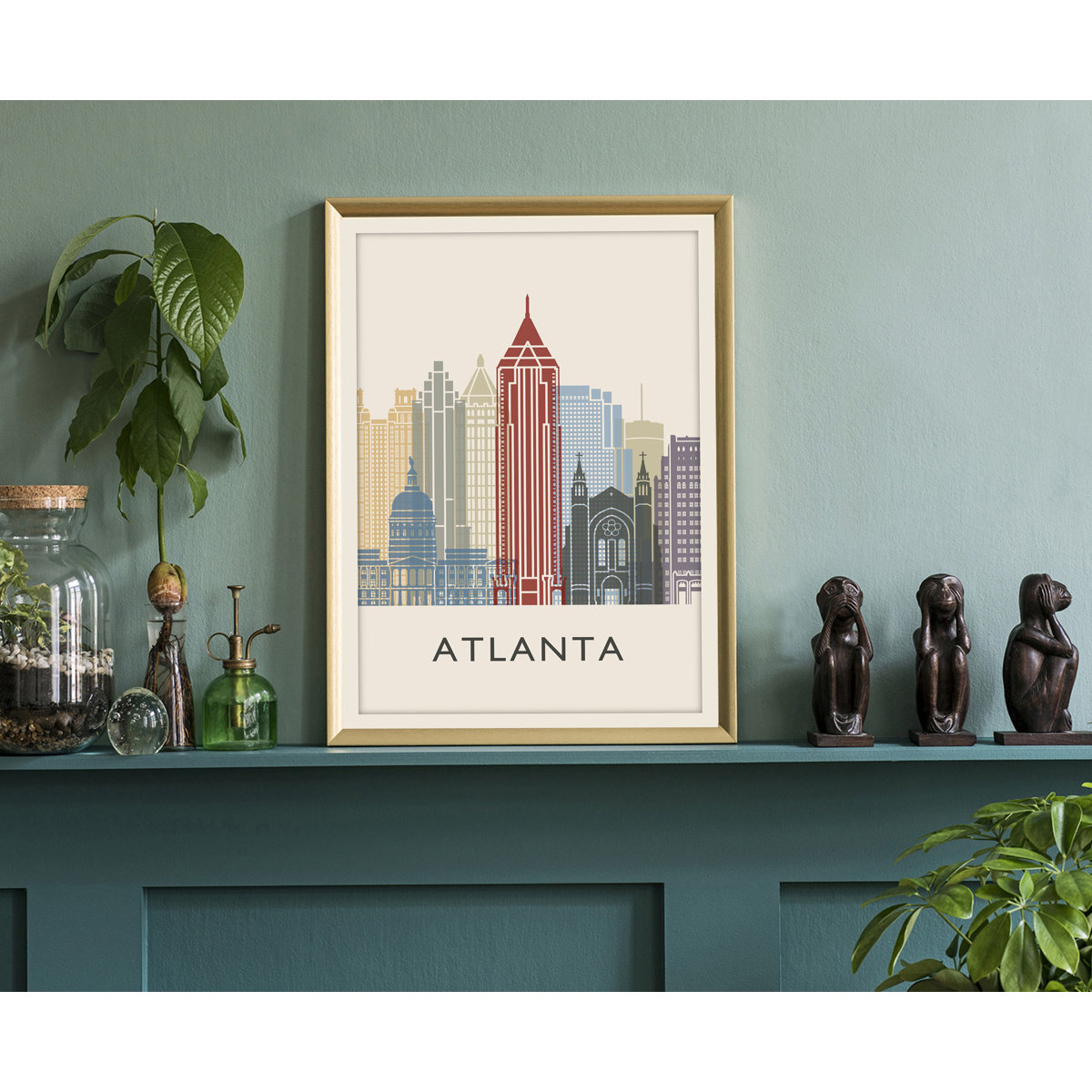 Trinx Atlanta Illustration US Cities Poster, Unframed Print, Georgia ...