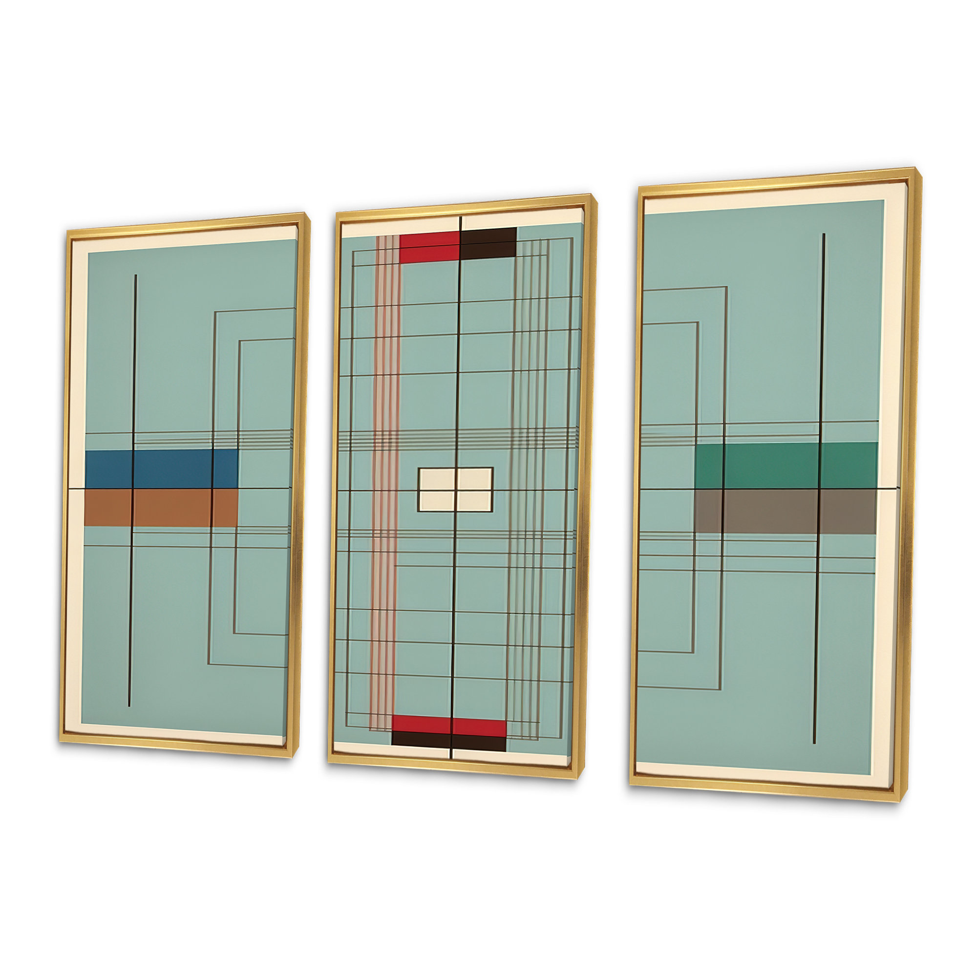Design Art Vintage Mid-Century Graphics IV - 3 Piece Print on Canvas ...