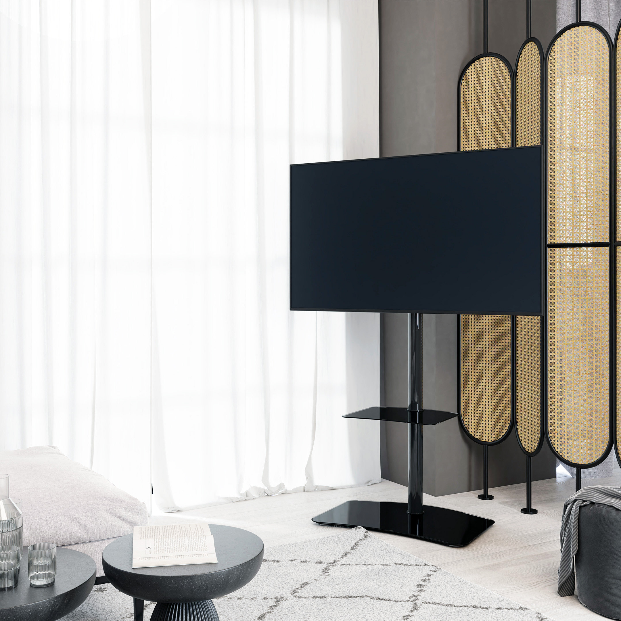 Vicis Trading Modern Swivel Floor Stand Mount with Shelving - Wayfair ...