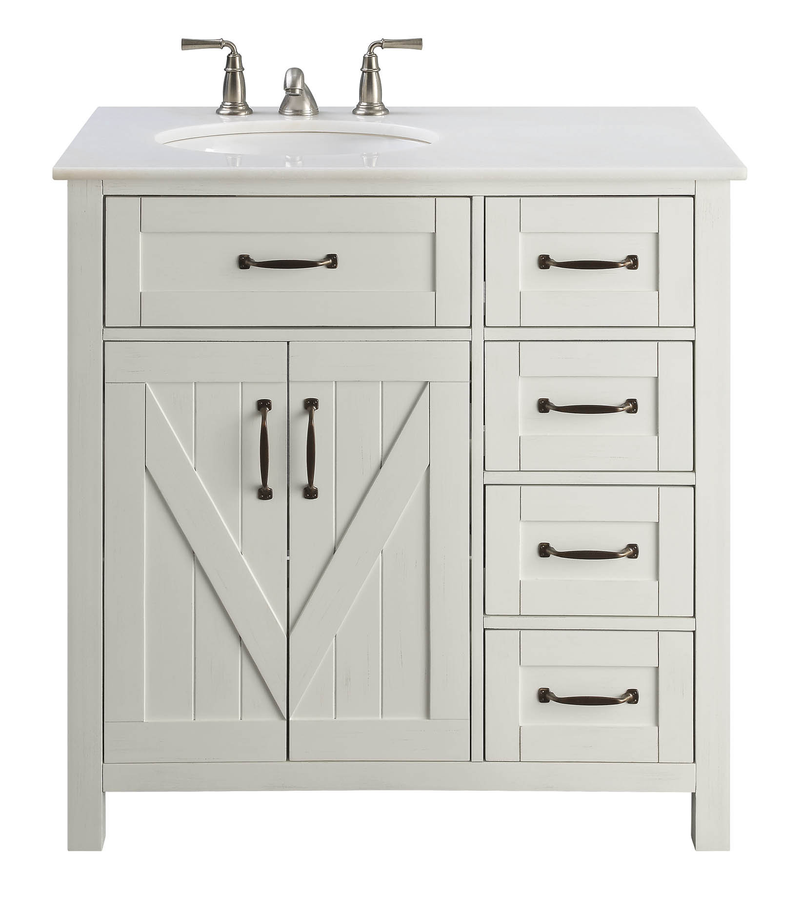 August Grove Daryal 36"W x 22"D Bath Vanity in Wash with Marble Vanity ...