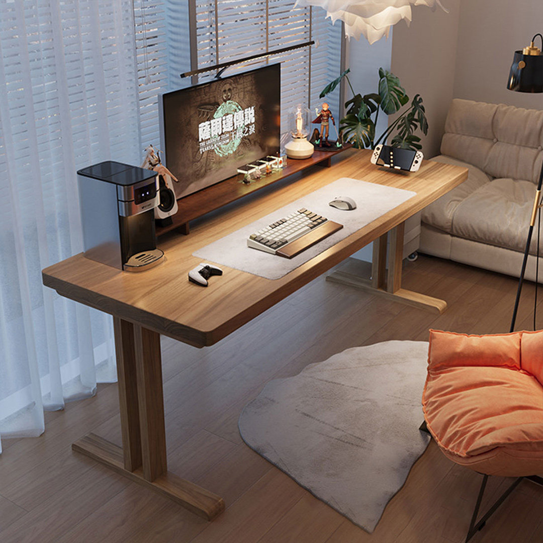 Furnire Lewi Brown Rectangular Solid Wood desks | Wayfair