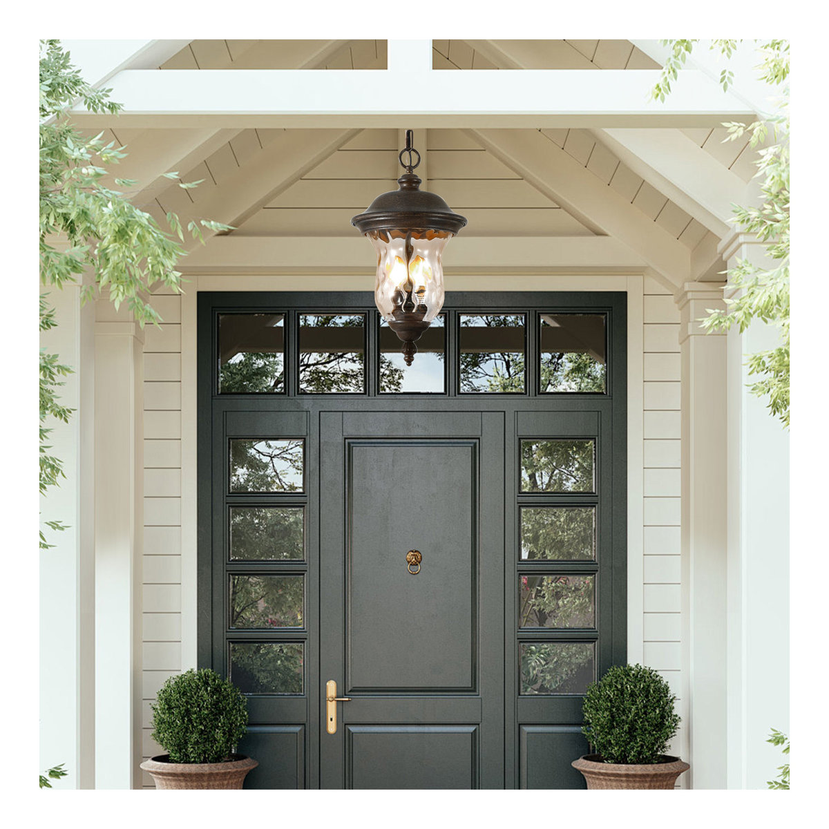 Taroo Clocks 19"(H) Rustic Outdoor Hanging Lantern, Weatherproof ...