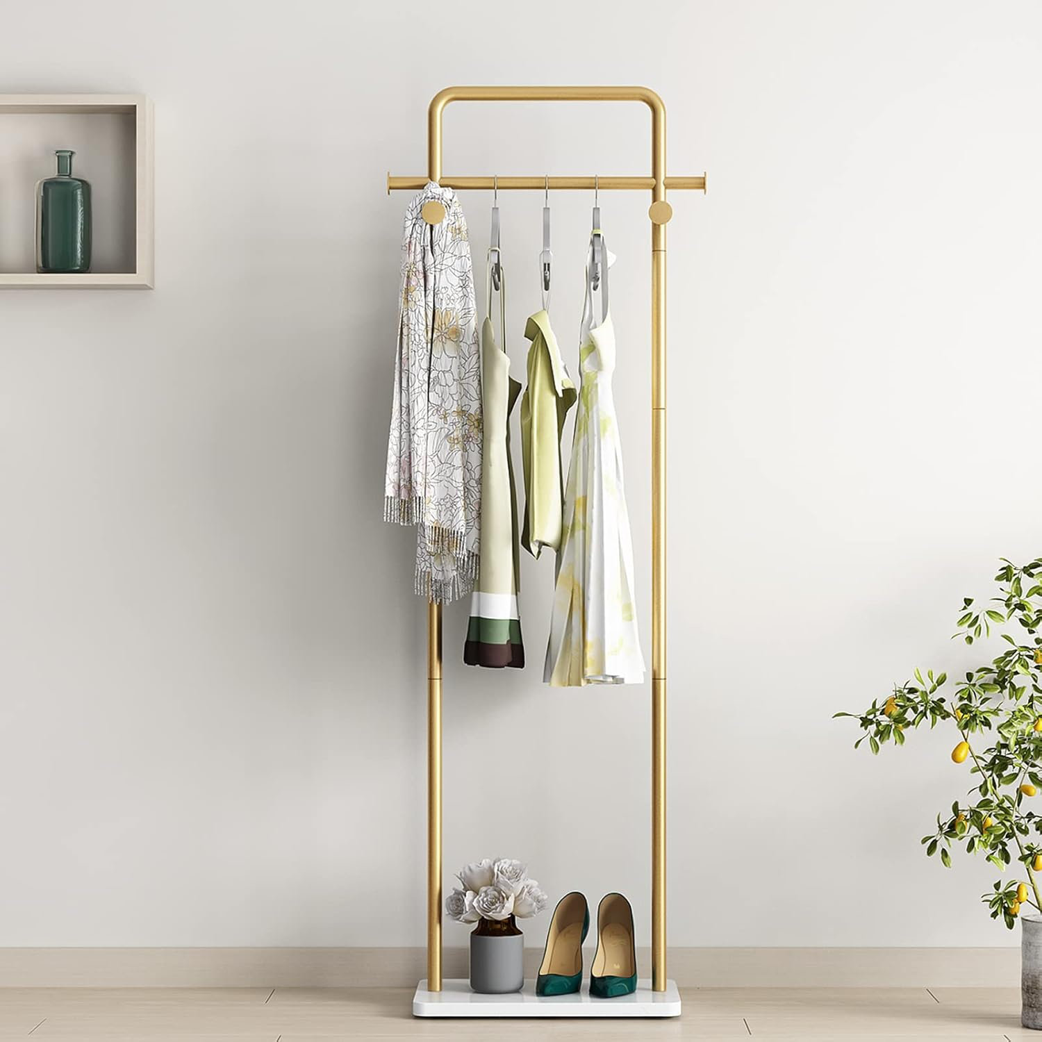 Orblue Gold Clothing Racks With Shelf, Heavy Duty Gold Clothes Racks ...