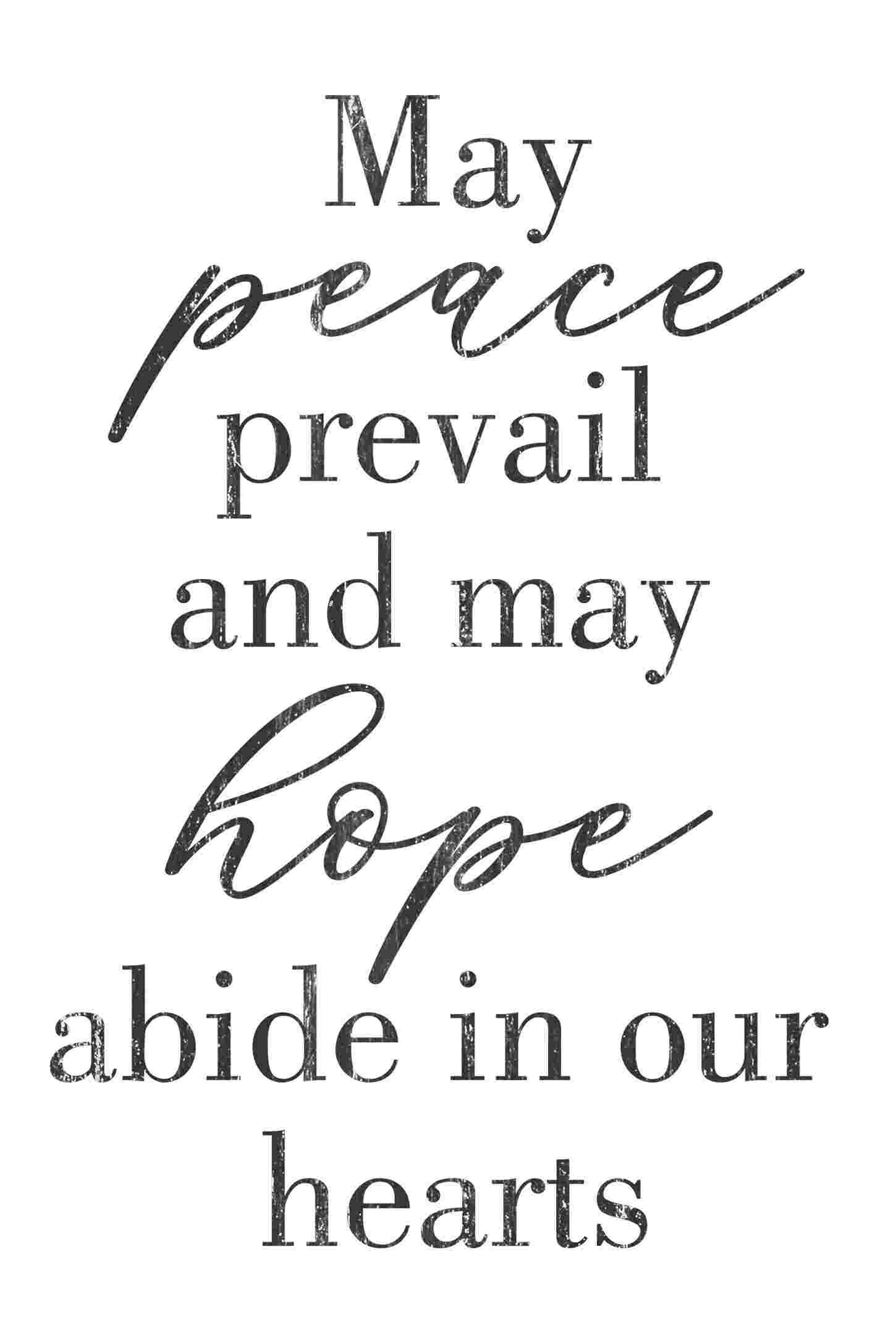 Trinx May Peace Prevail and May Hope Abide in Our Hearts Wrapped Canvas ...