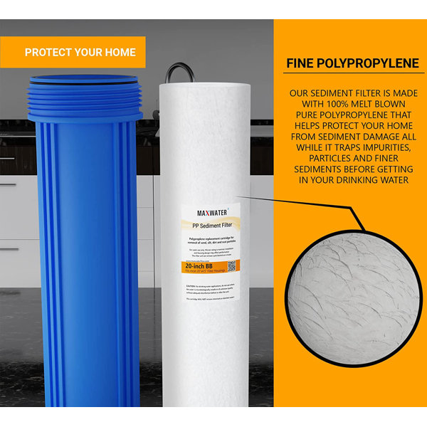 Max Water 20 inch x 4.5 inch, 10 Micron Replacement Sediment Water ...