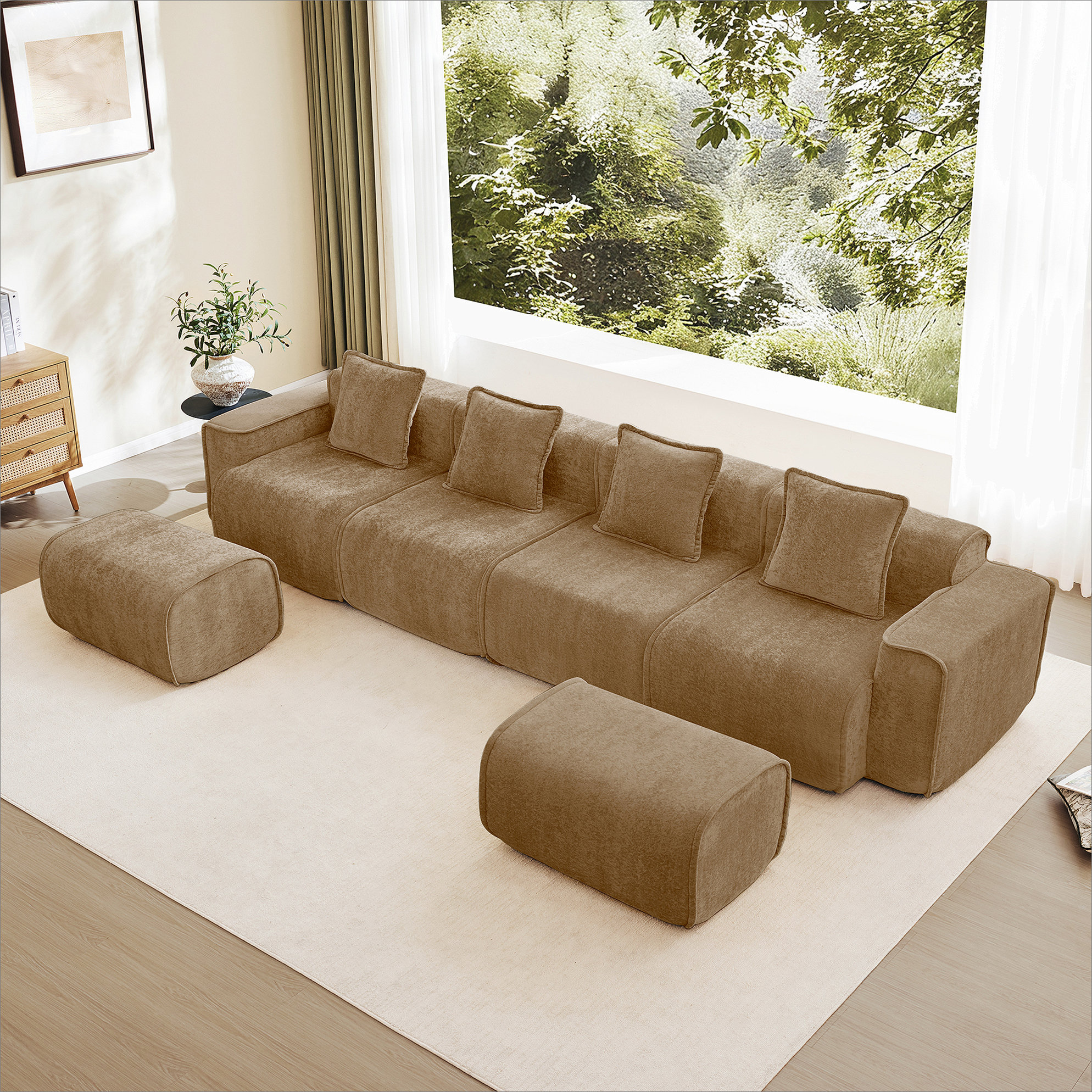 Wrought Studio Streamlined Design Modular 4 Seat U Shape Sectional ...