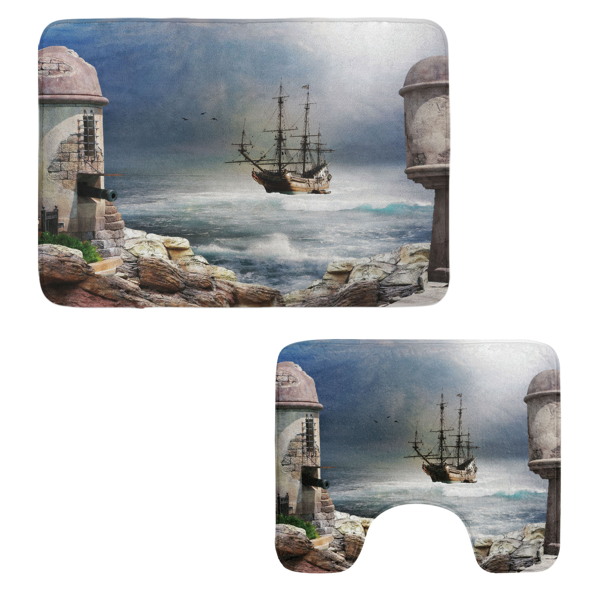 East Urban Home Ocean Bathroom Rug Set 2 Pieces Rectangle & Contour ...