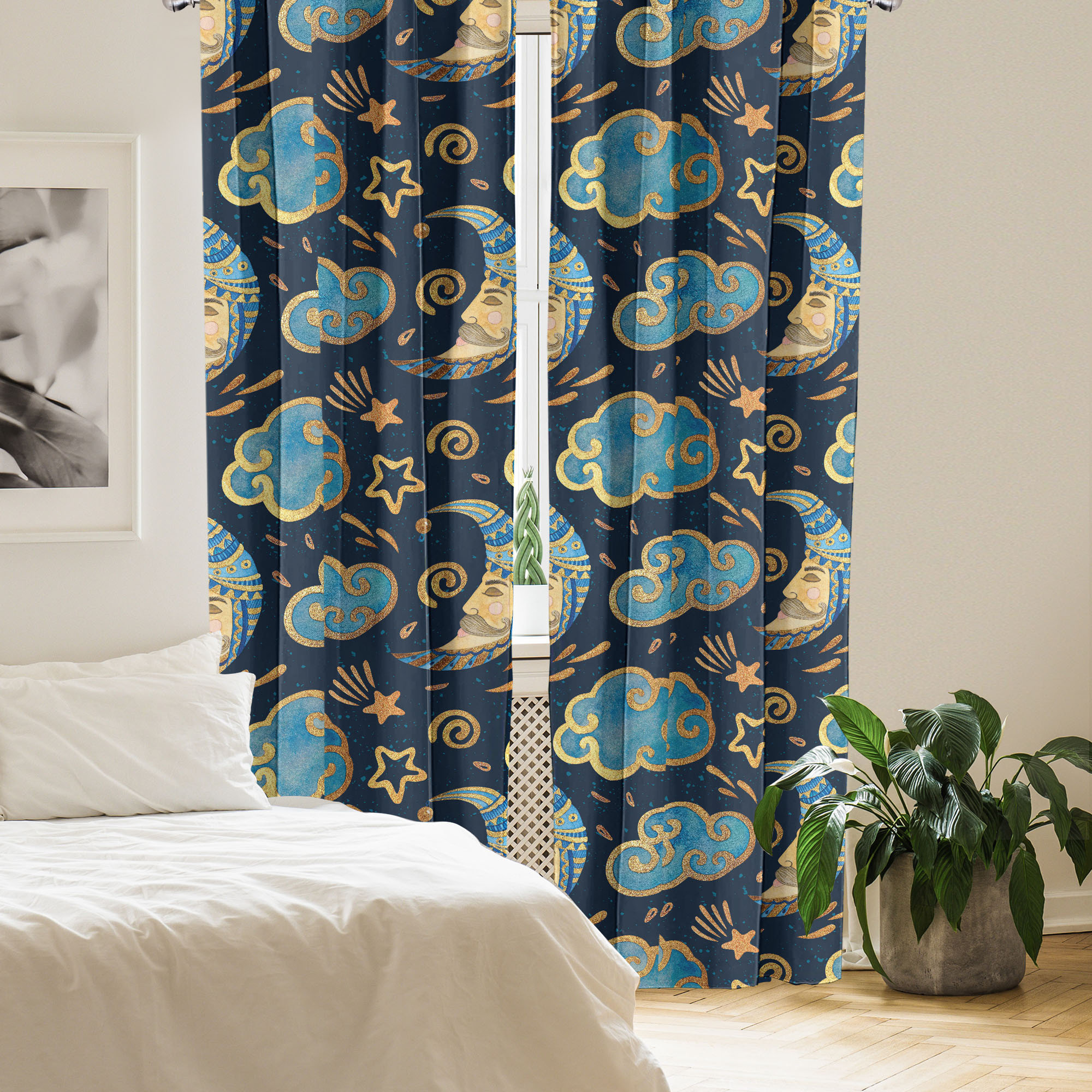 East Urban Home Celestial Art Curtains Art Oriental Crescent Pair ...