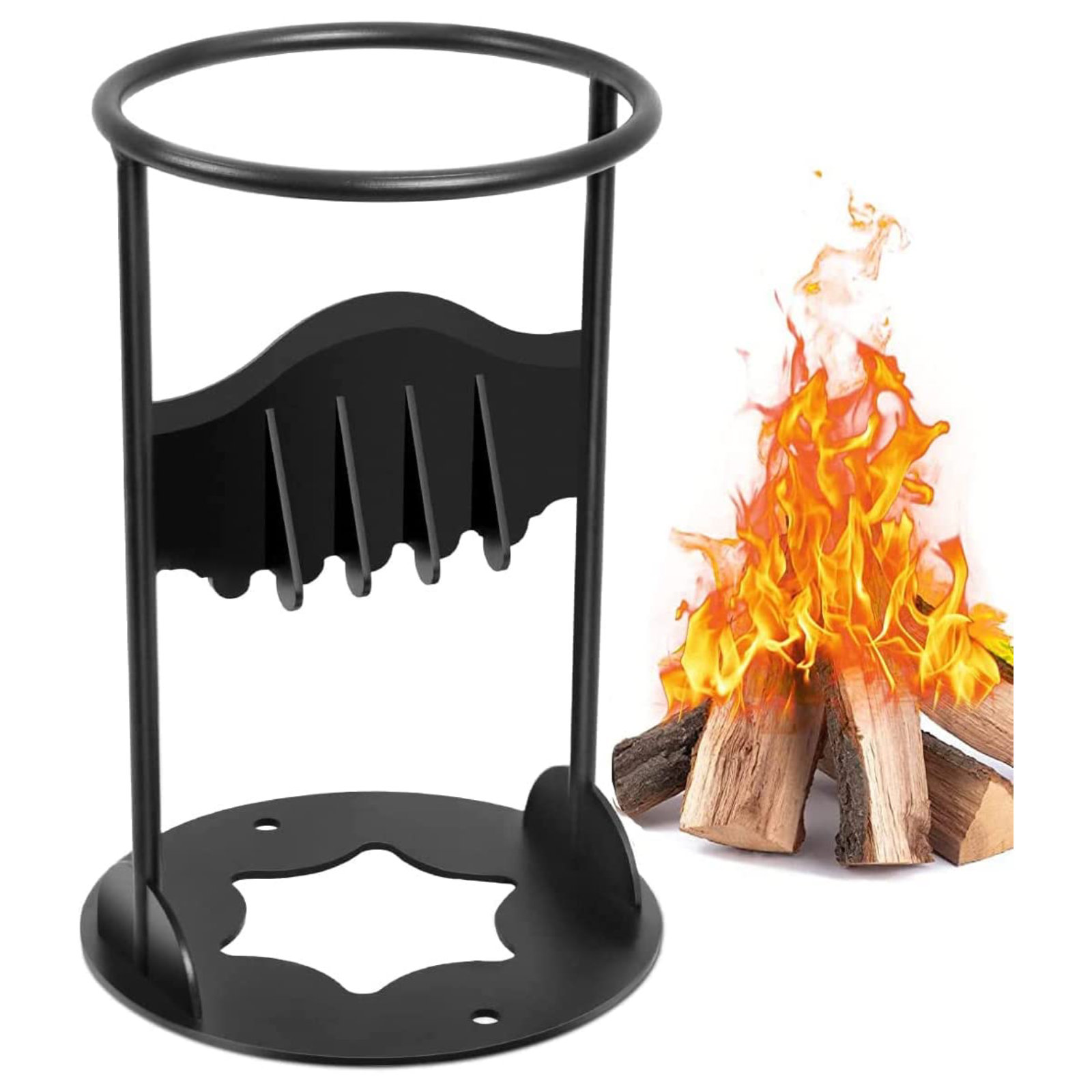 17 Stories Manual Log Splitter Outdoor Indoor Cast Iron Fireplace Tool ...