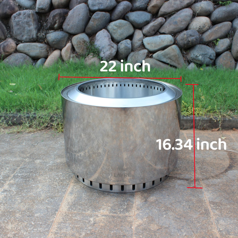 LAVRE 16.34'' H x 22'' W Stainless Steel Smokeless Fire Pit, Outdoor ...