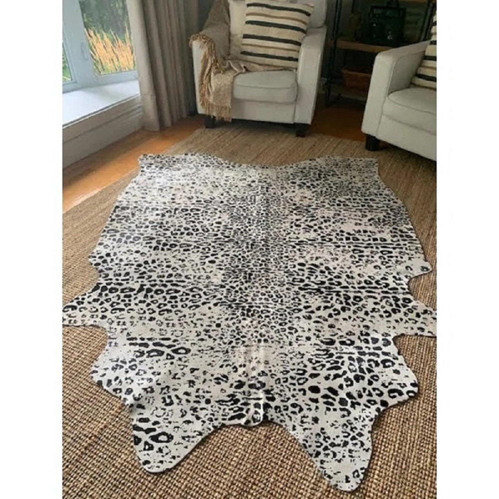 Everly Quinn Novelty Leopard Print Handmade Cowhide Cowhide Area Rug in ...